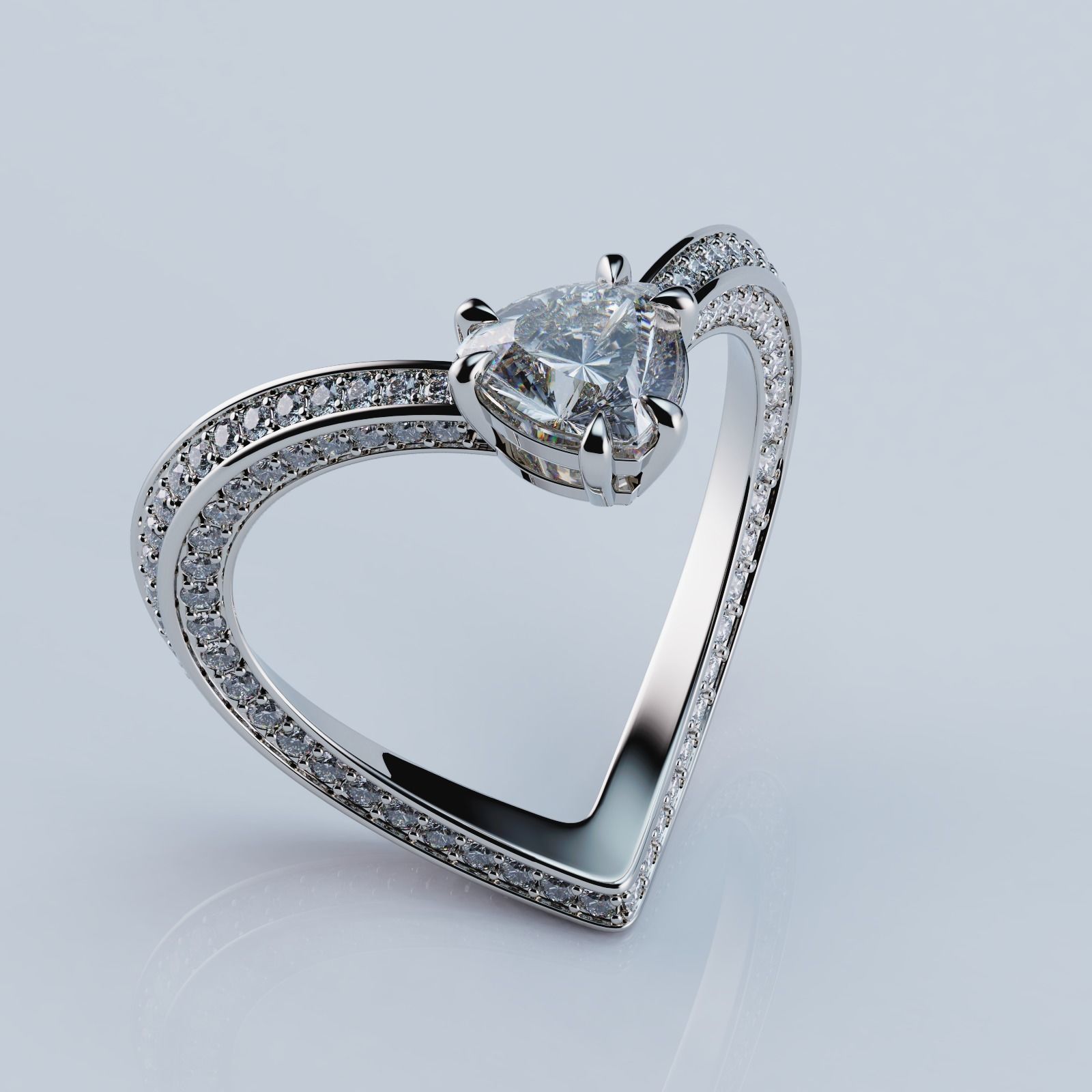Trillion Heart Ring Style 3D model 3D printable | CGTrader