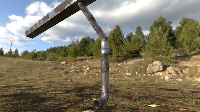 3D model Rustic Relic Weathered Drainpipe Burlan Eduction Pipe for ...