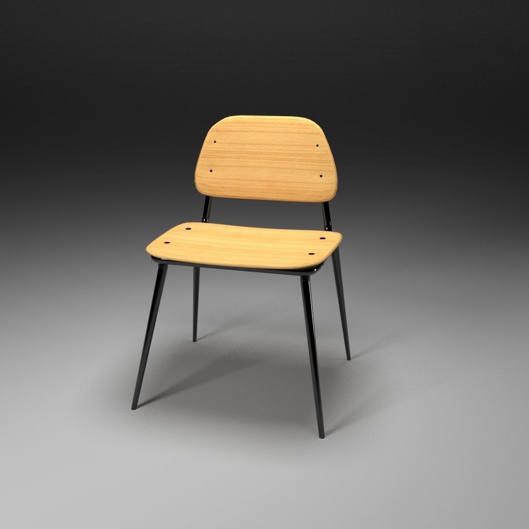 wooden simple chair 3D model rigged | CGTrader