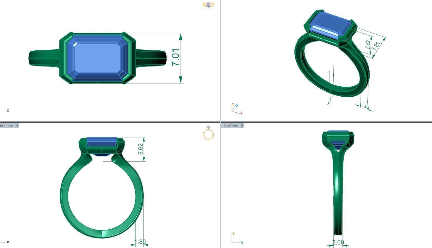 emerald cut engagement ring 3D model | CGTrader