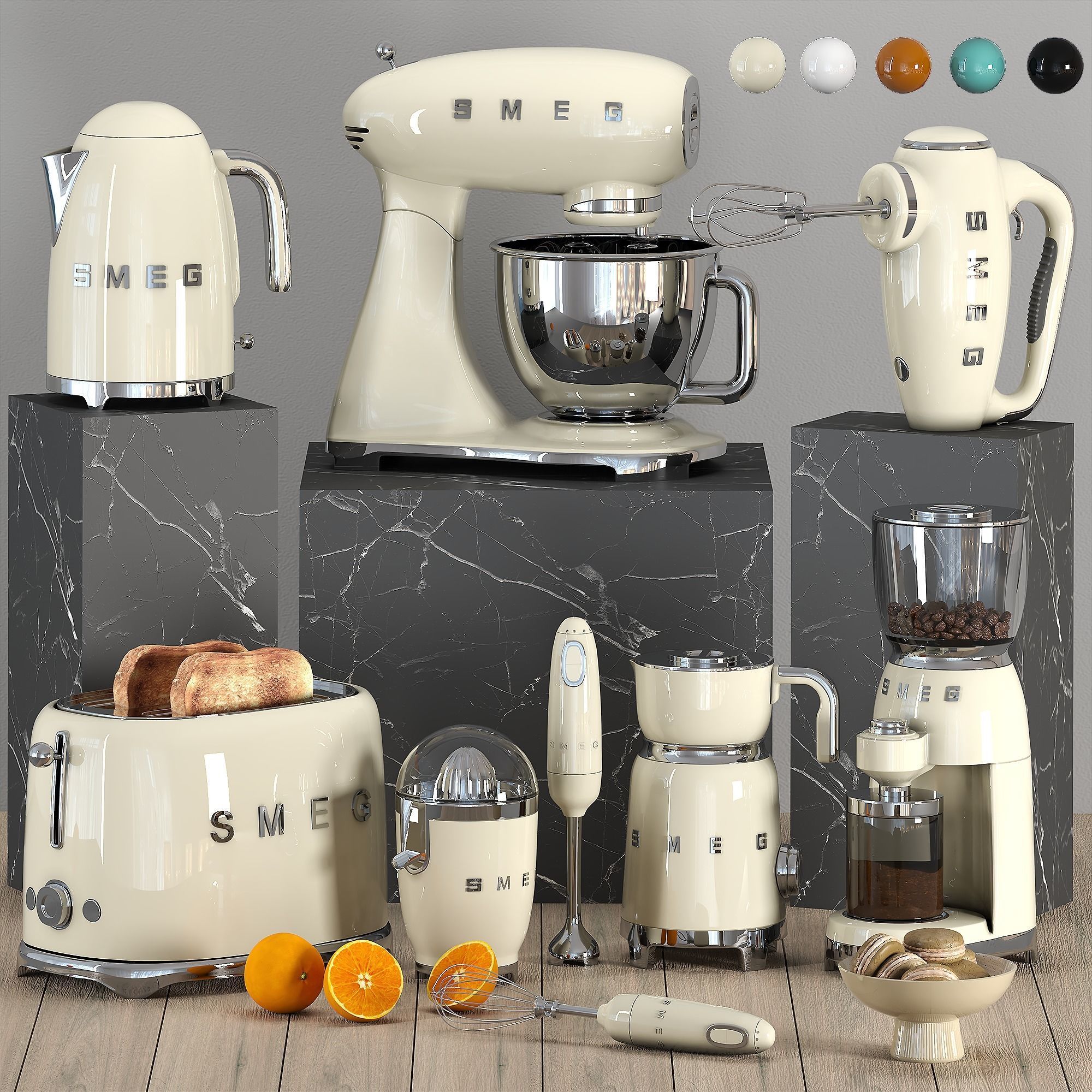 Set of kitchen appliances SMEG 04 3D model | CGTrader