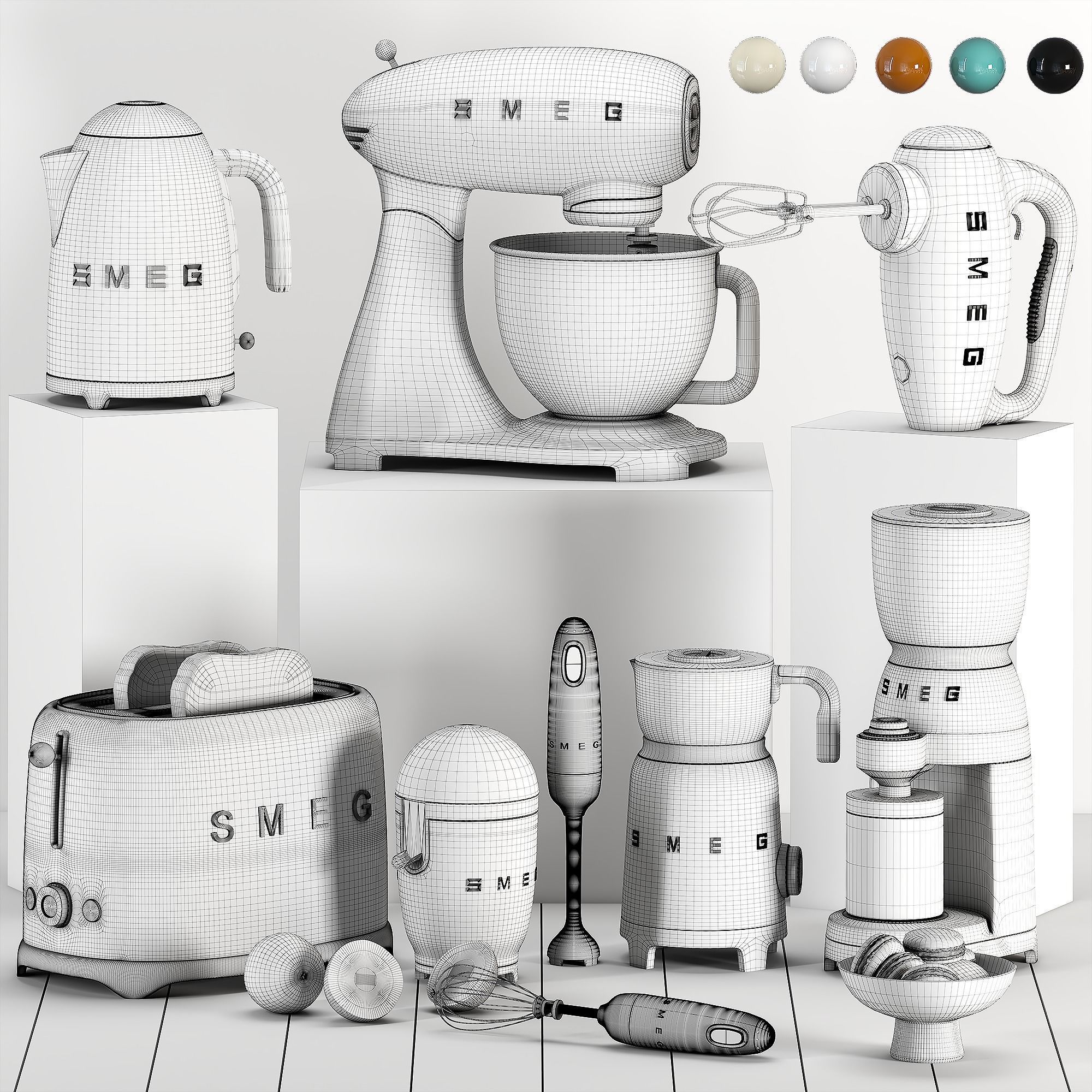 Set of kitchen appliances SMEG 04 3D model | CGTrader