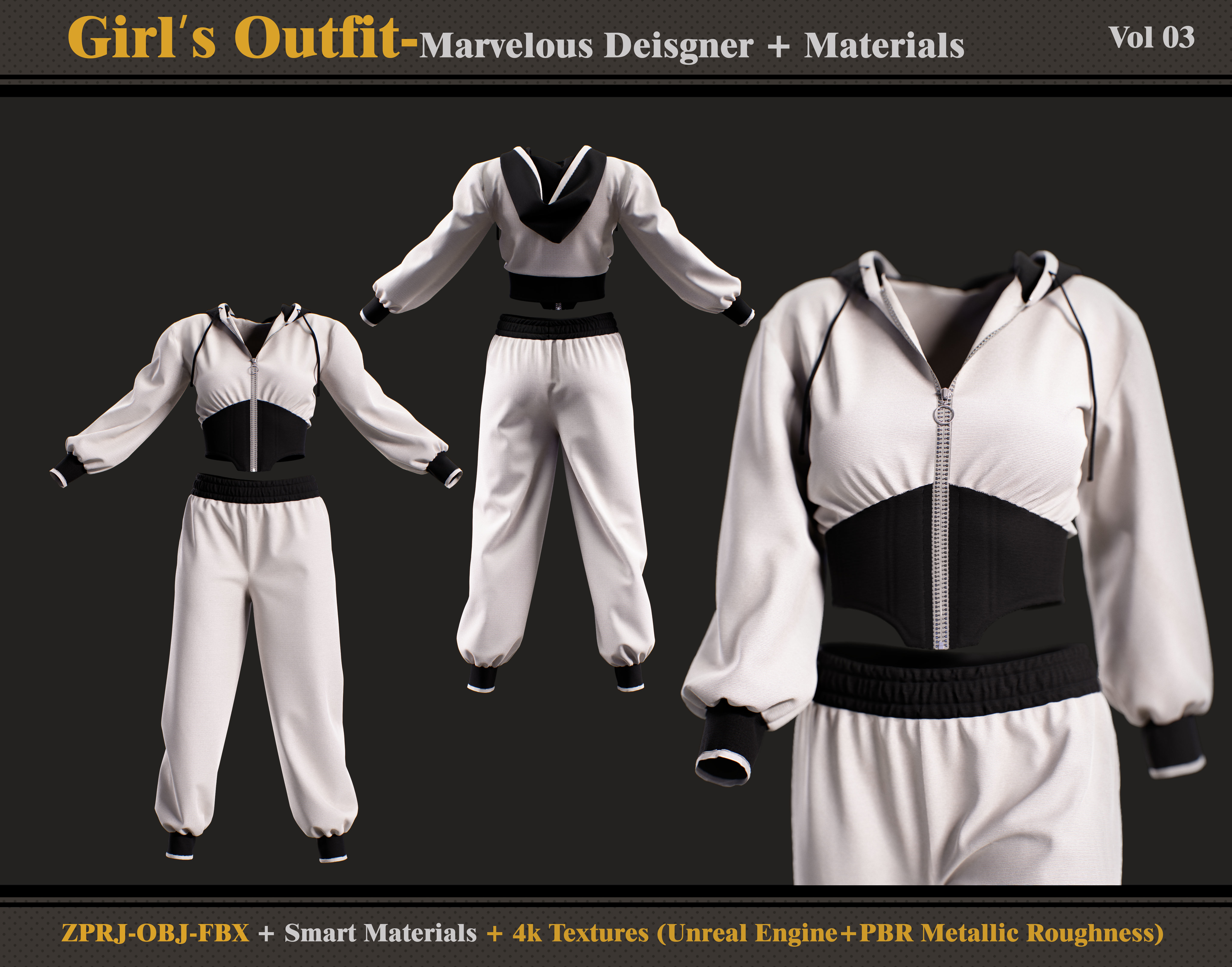 Girls Outfit-zprj-fbx-obj-materials 3D model | CGTrader