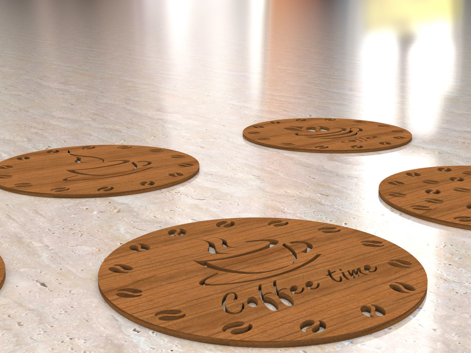 Wooden Coffee Coasters 3D model | CGTrader