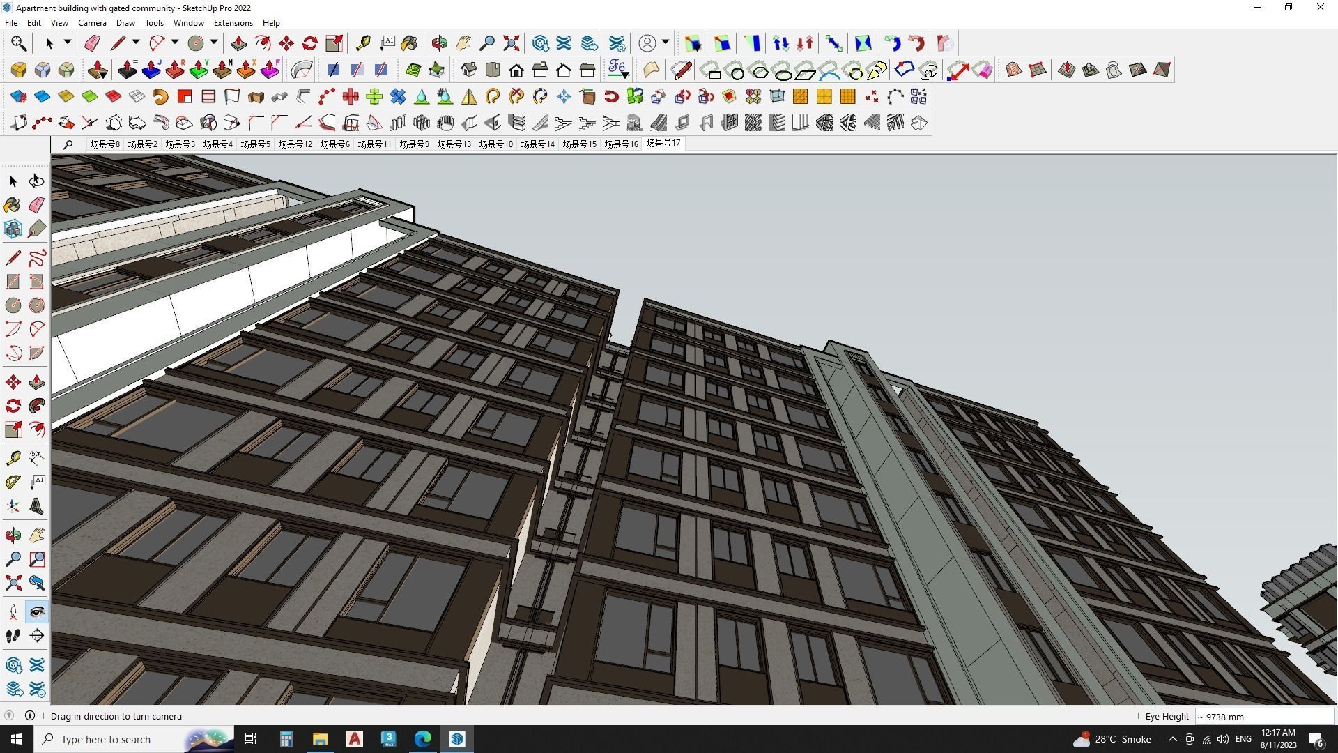 Apartment building with gated community 3D model | CGTrader