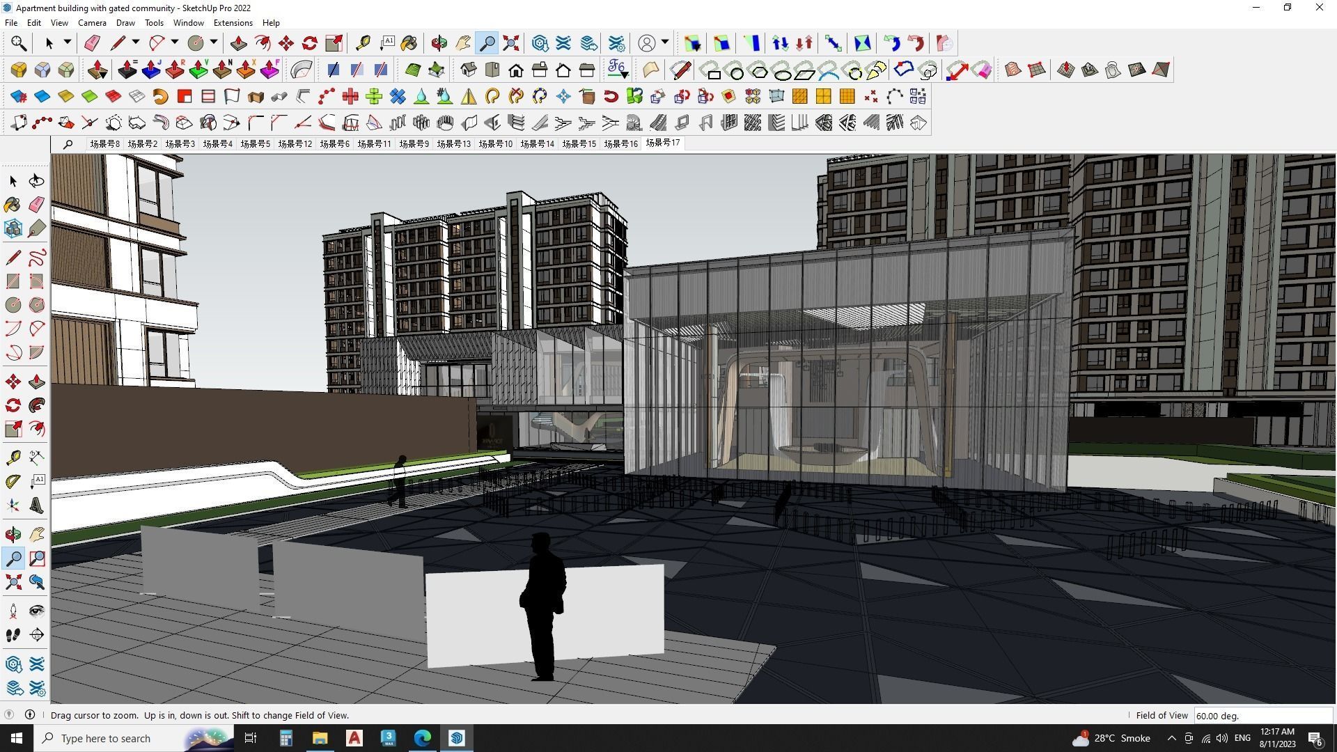 Apartment building with gated community 3D model | CGTrader