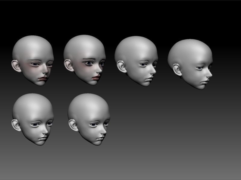 6 HEADS FOR BJD STL DOLL SERA 3D model 3D printable | CGTrader