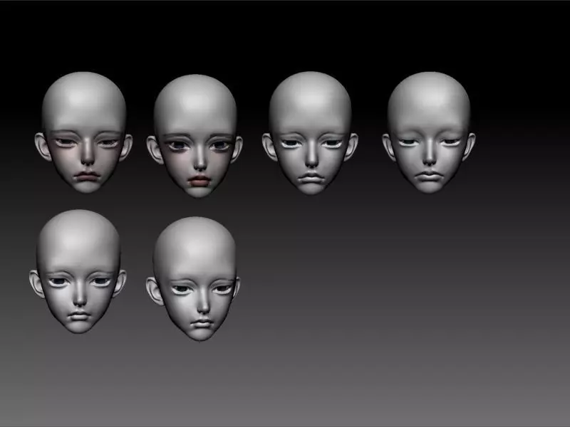 6 HEADS FOR BJD STL DOLL SERA 3D model 3D printable | CGTrader