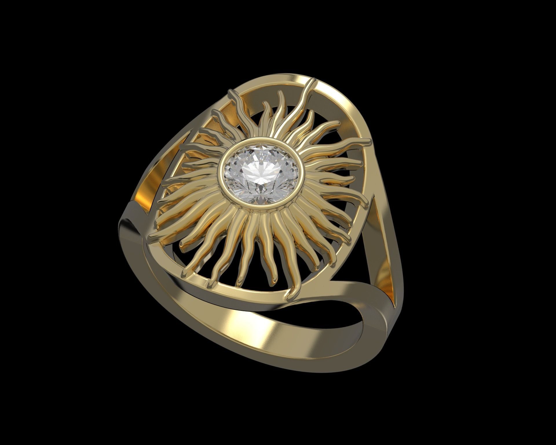 Sun ring 3D model 3D printable | CGTrader