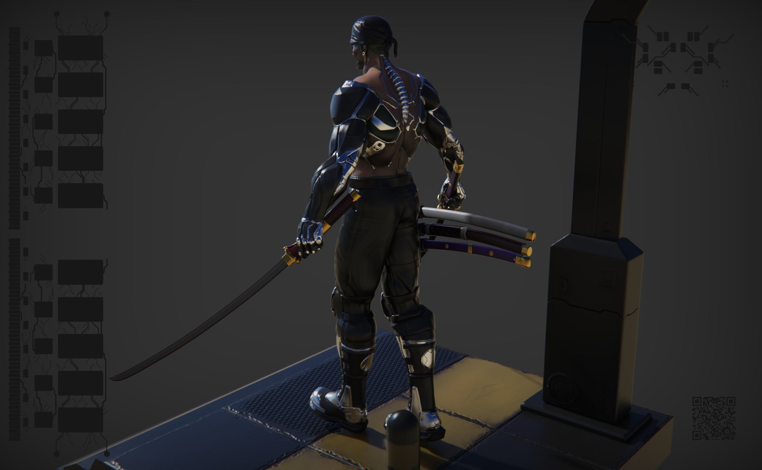 Roronoa Zoro - One Piece Cyberpunk 3D model 3D printable | CGTrader