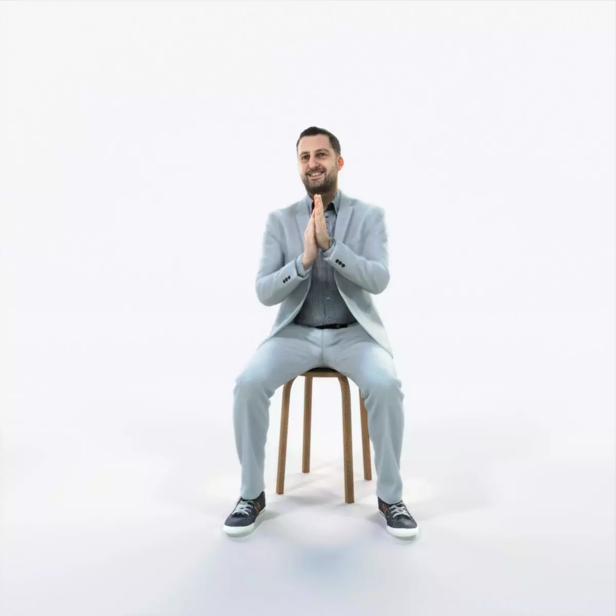 3D model Portrait 08M Clapping Sitting Casual Man VR / AR / low-poly ...