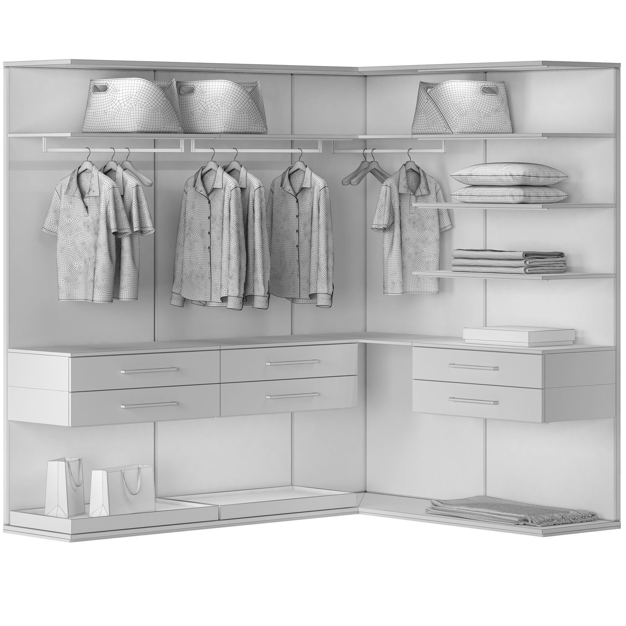 Walk-in Wardrobe beige 3D model | CGTrader