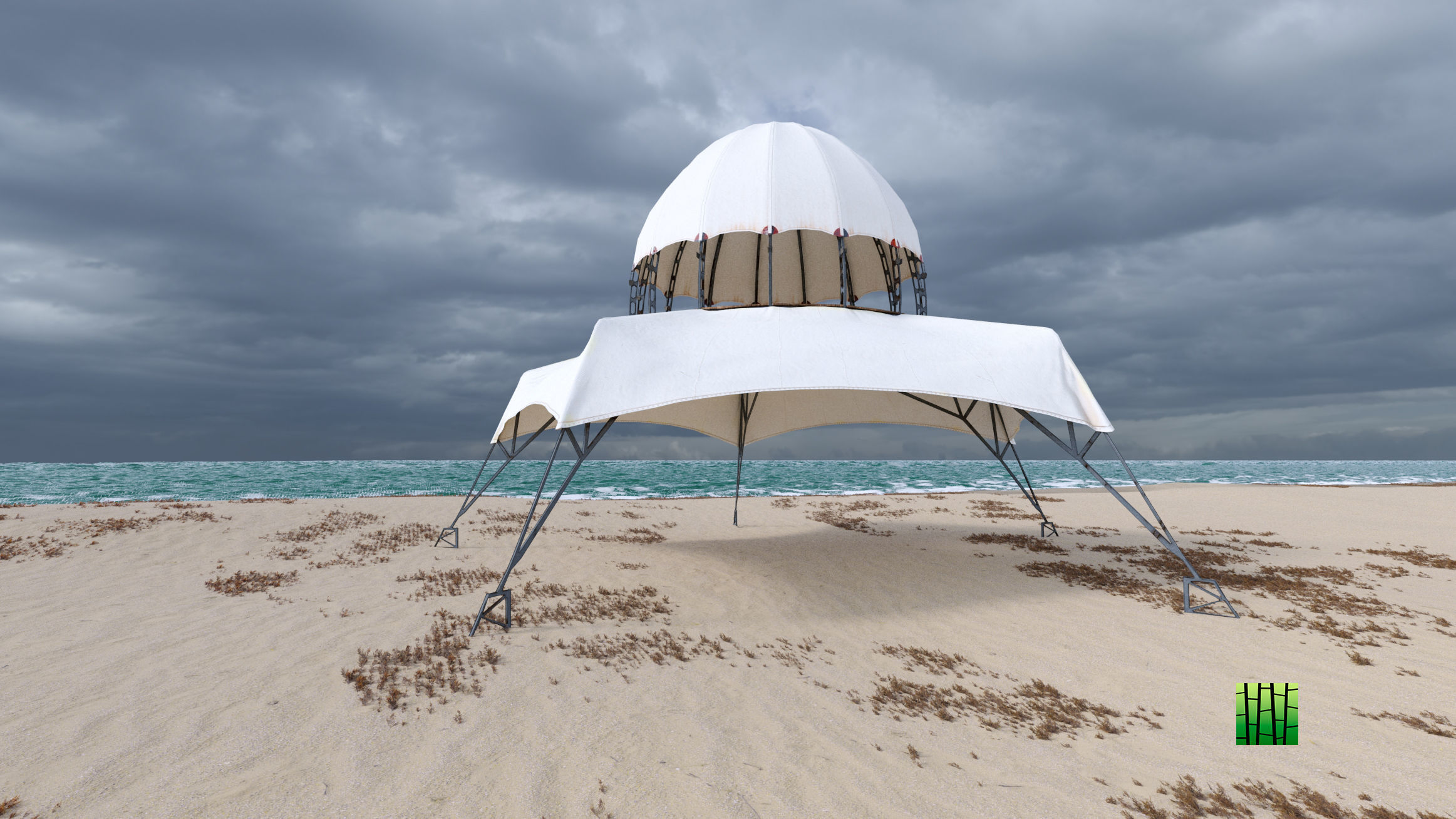 3D model Kazantip White Beach Shelter VR / AR / low-poly | CGTrader