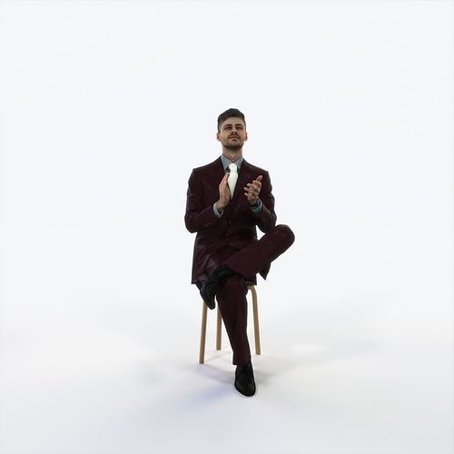 3D model Posture 19E Clapping Sitting Elegant Business Man VR / AR ...