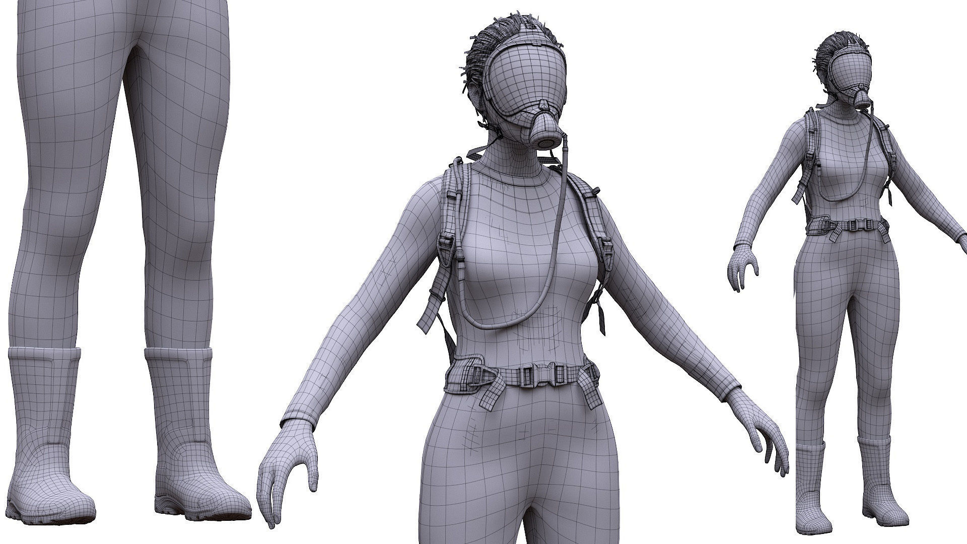 3D model Realistic 3D model of Woman in Hazmat Suit - Modular - Rigged ...