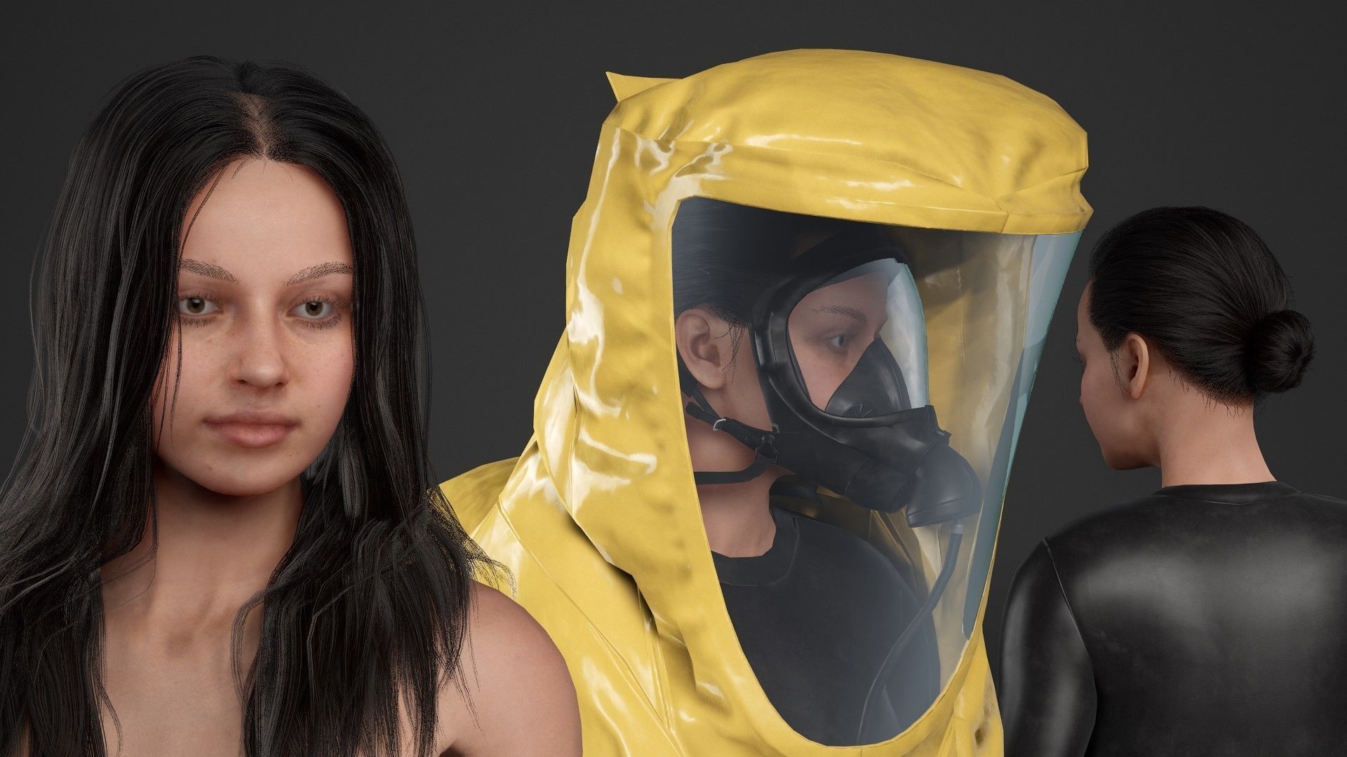 3D model Realistic 3D model of Woman in Hazmat Suit - Modular - Rigged ...