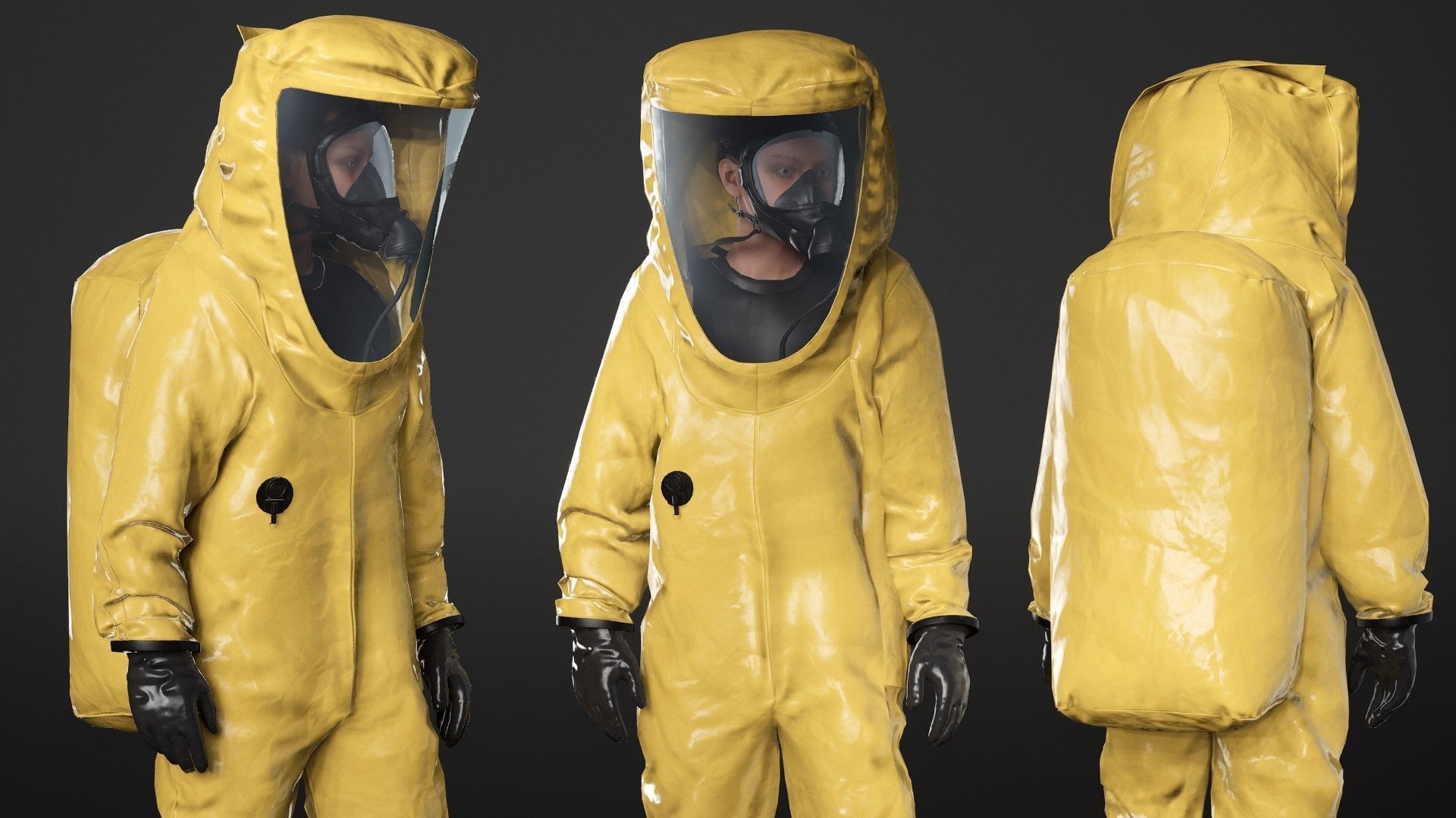 3D model Realistic 3D model of Woman in Hazmat Suit - Modular - Rigged ...