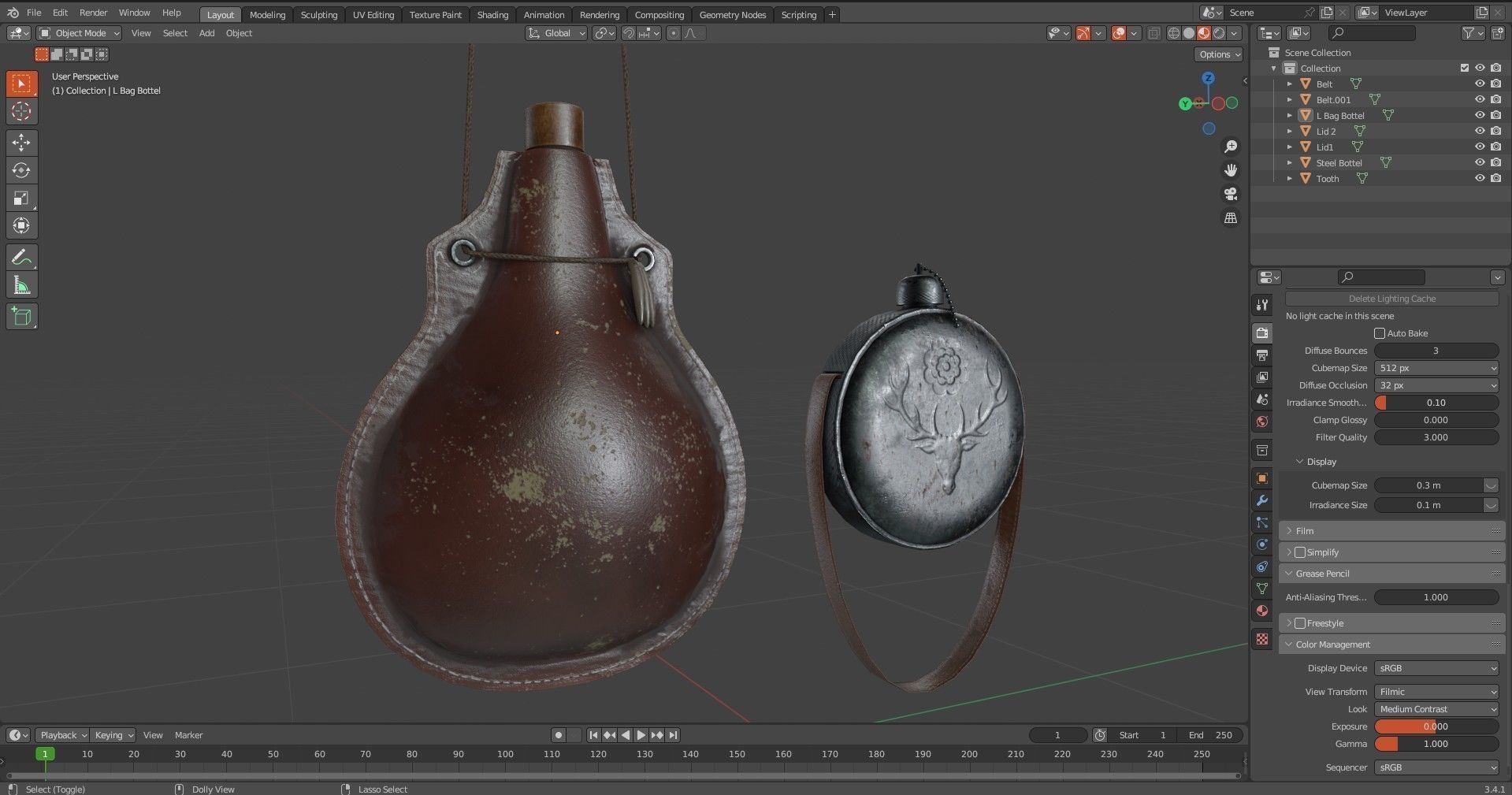 3D model Leather Bottle And Steel Bottel VR / AR / low-poly | CGTrader