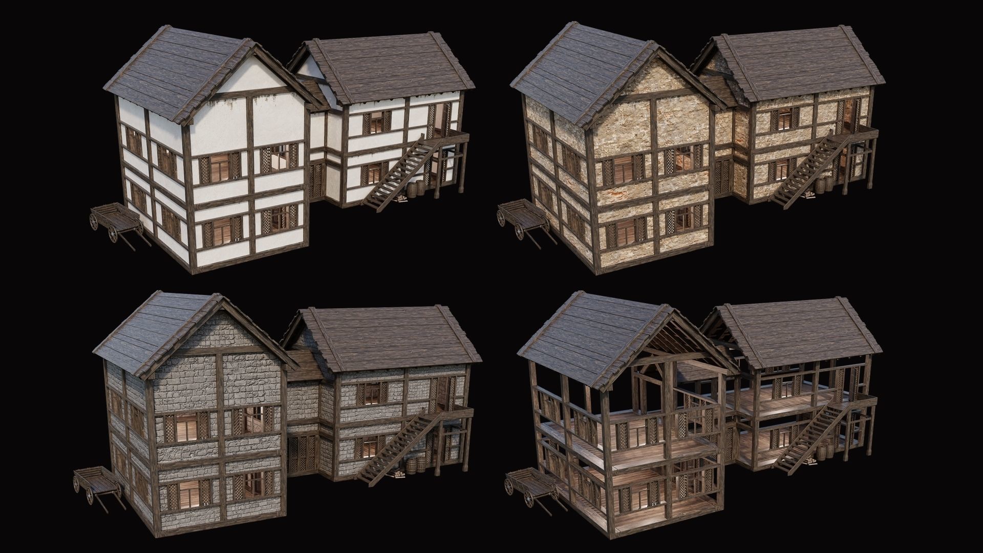 3D model Medieval Village Pack 7 - 4 Assets - 4K Textures Game Ready VR ...
