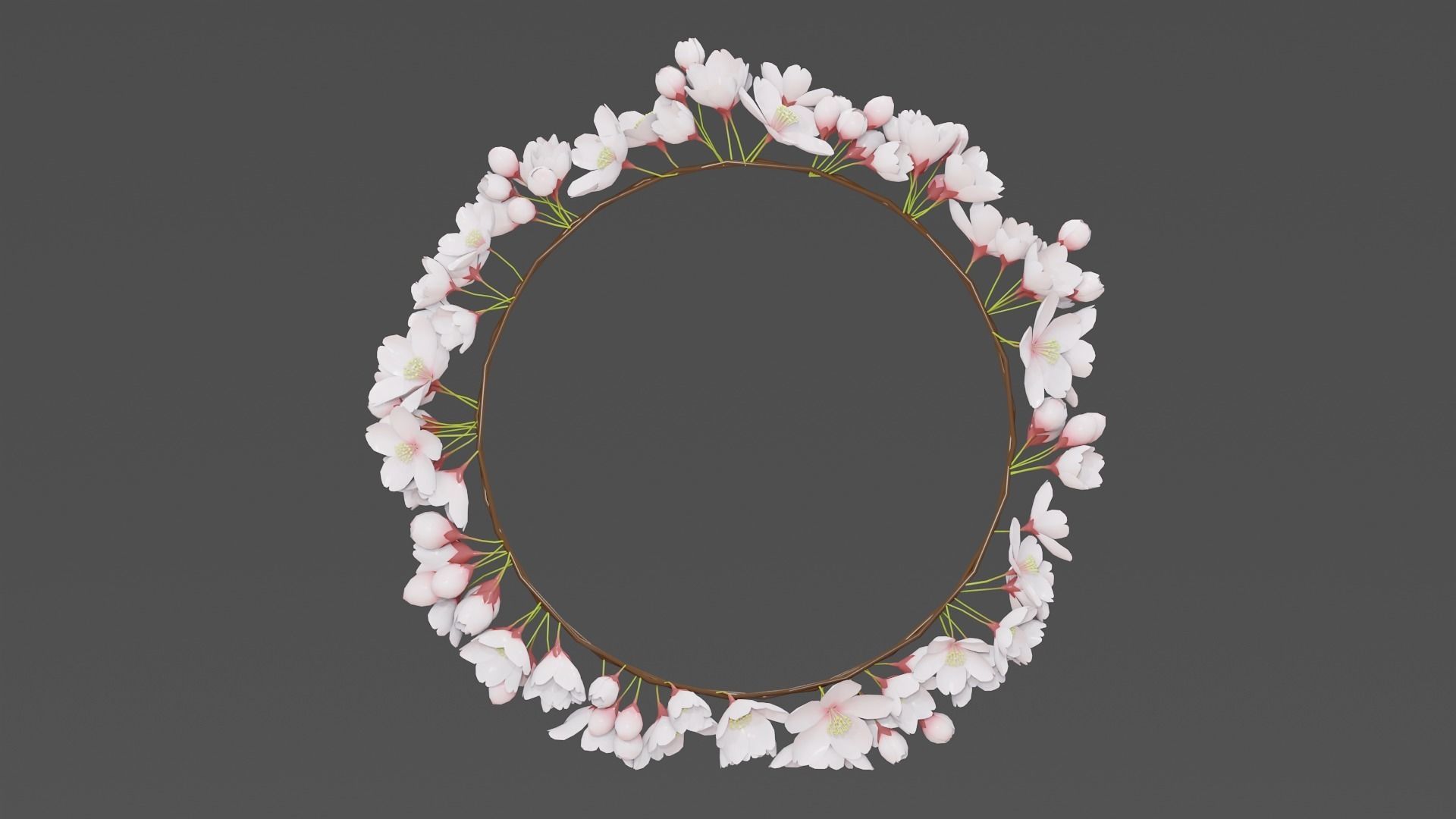 Saku Japanese Flowers Wreath Greek wreath 3D model rigged | CGTrader