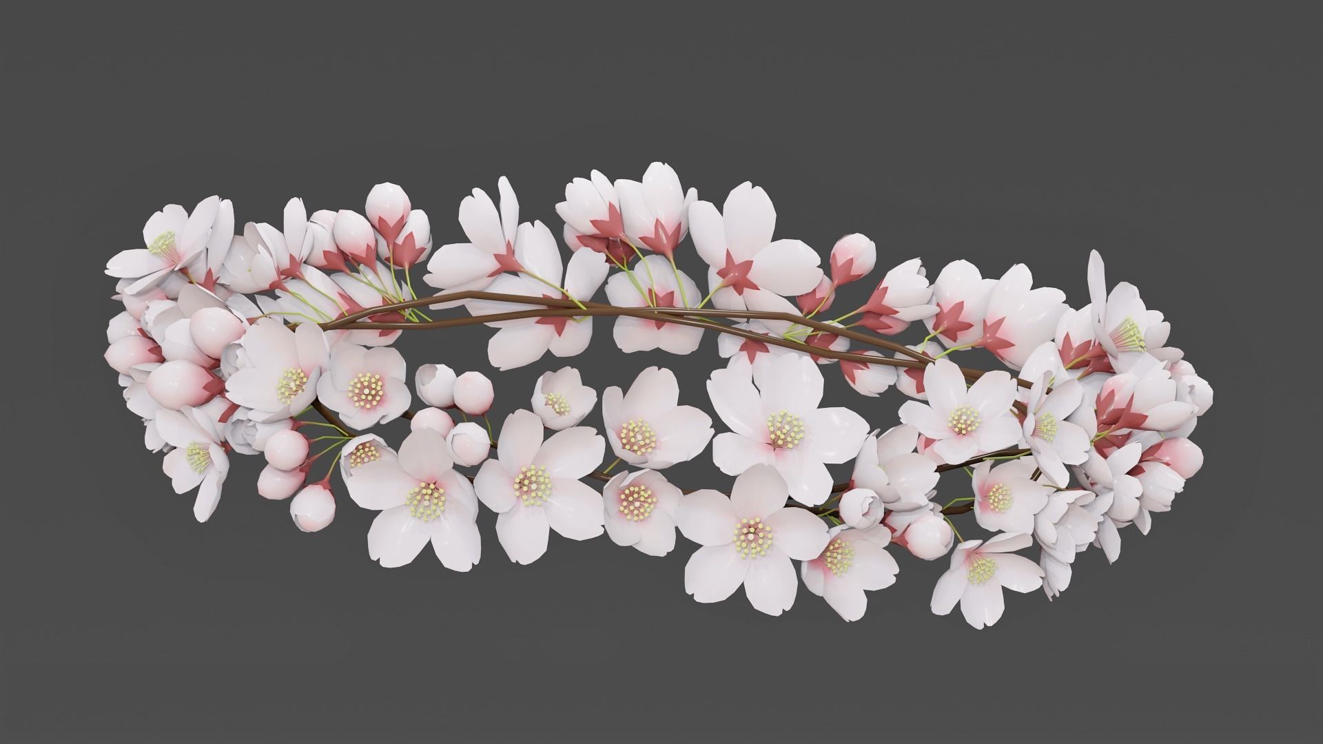 Saku Japanese Flowers Wreath Greek wreath 3D model rigged | CGTrader