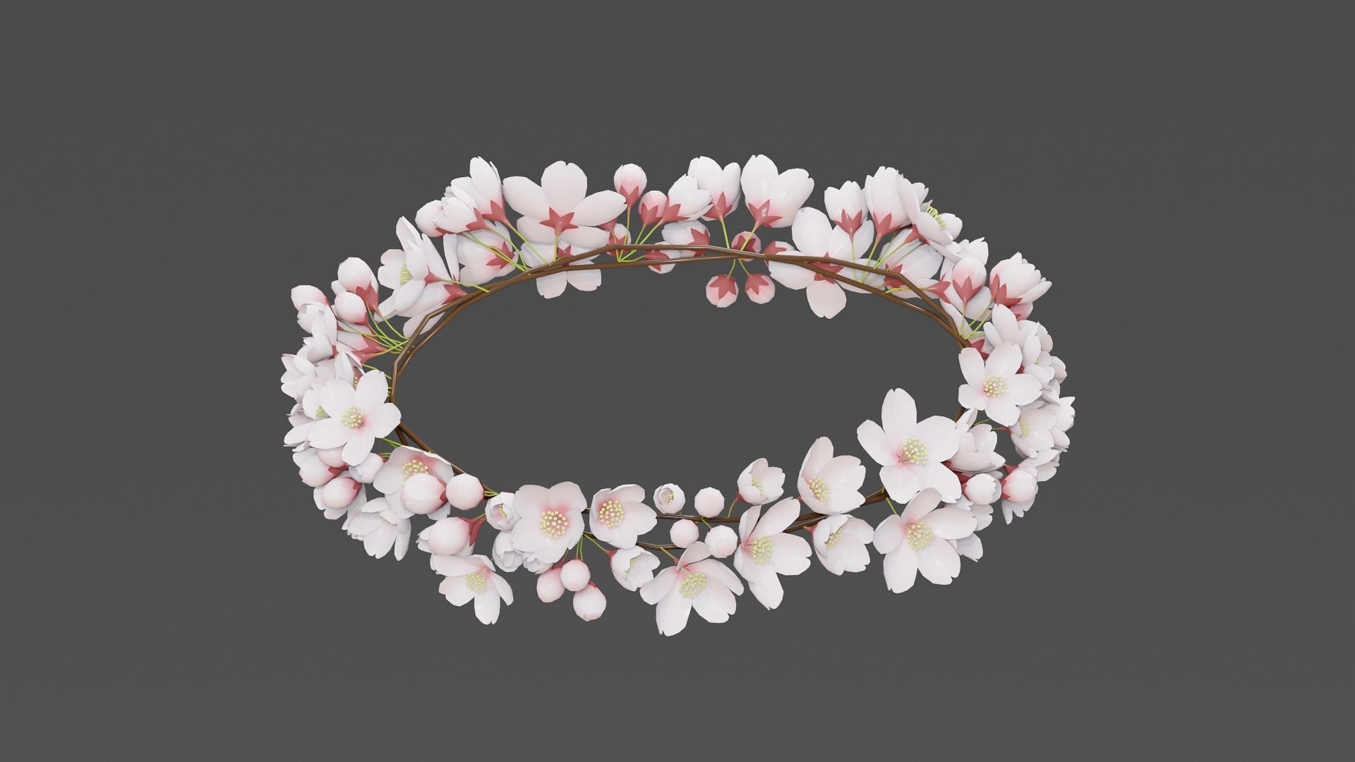 Saku Japanese Flowers Wreath Greek wreath 3D model rigged | CGTrader