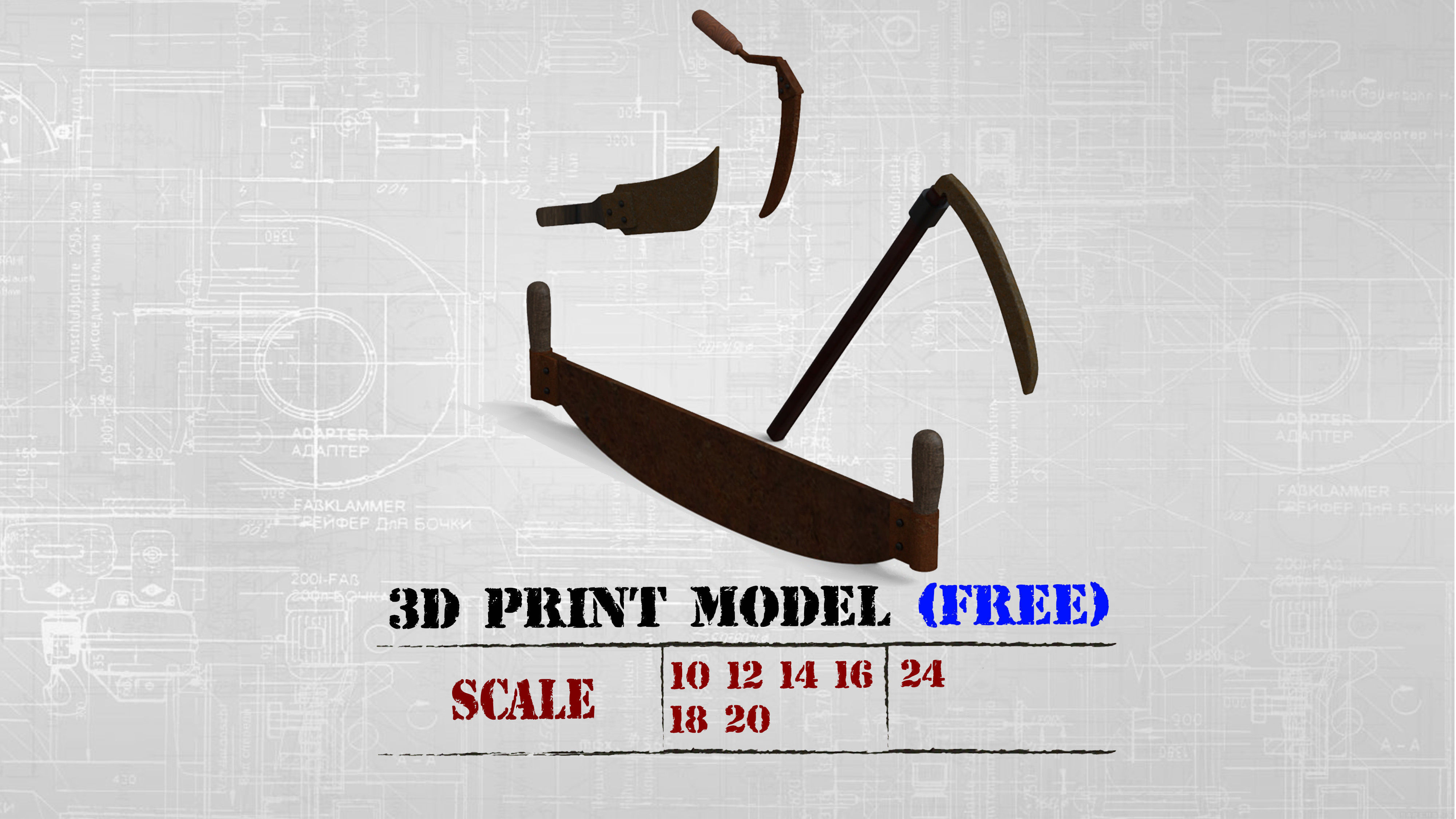 PrintablesSTL Sickle Scythe Old Farm Tool saw and machete free 3D model ...