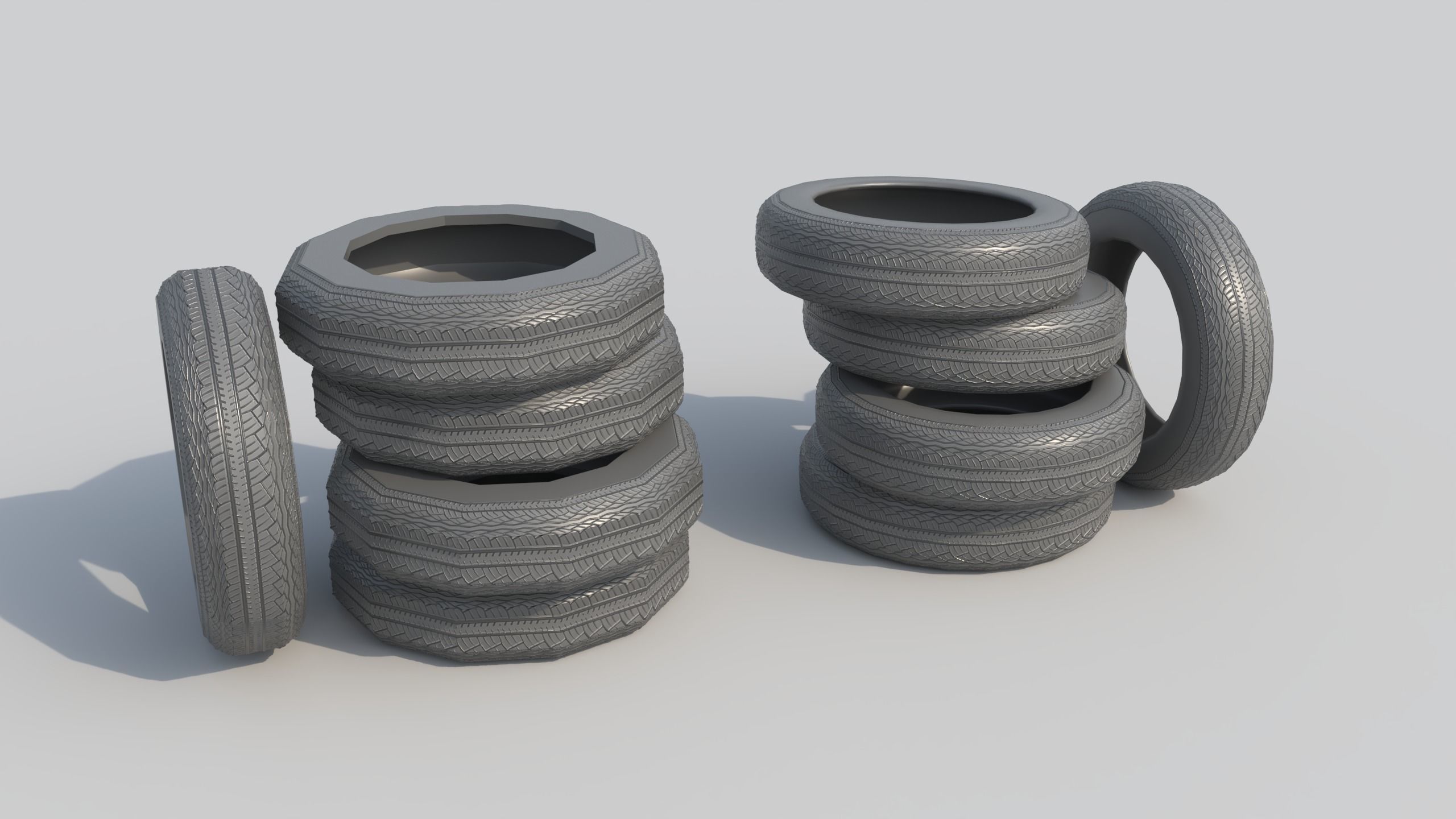 3D model Tires in two variations of Polygons PBR Game-ready Low-poly 3D ...