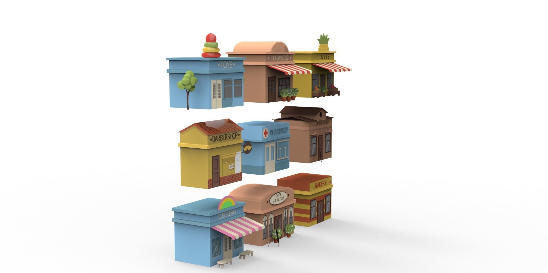 3D model Cartoon City Building Shop 2 VR / AR / low-poly | CGTrader