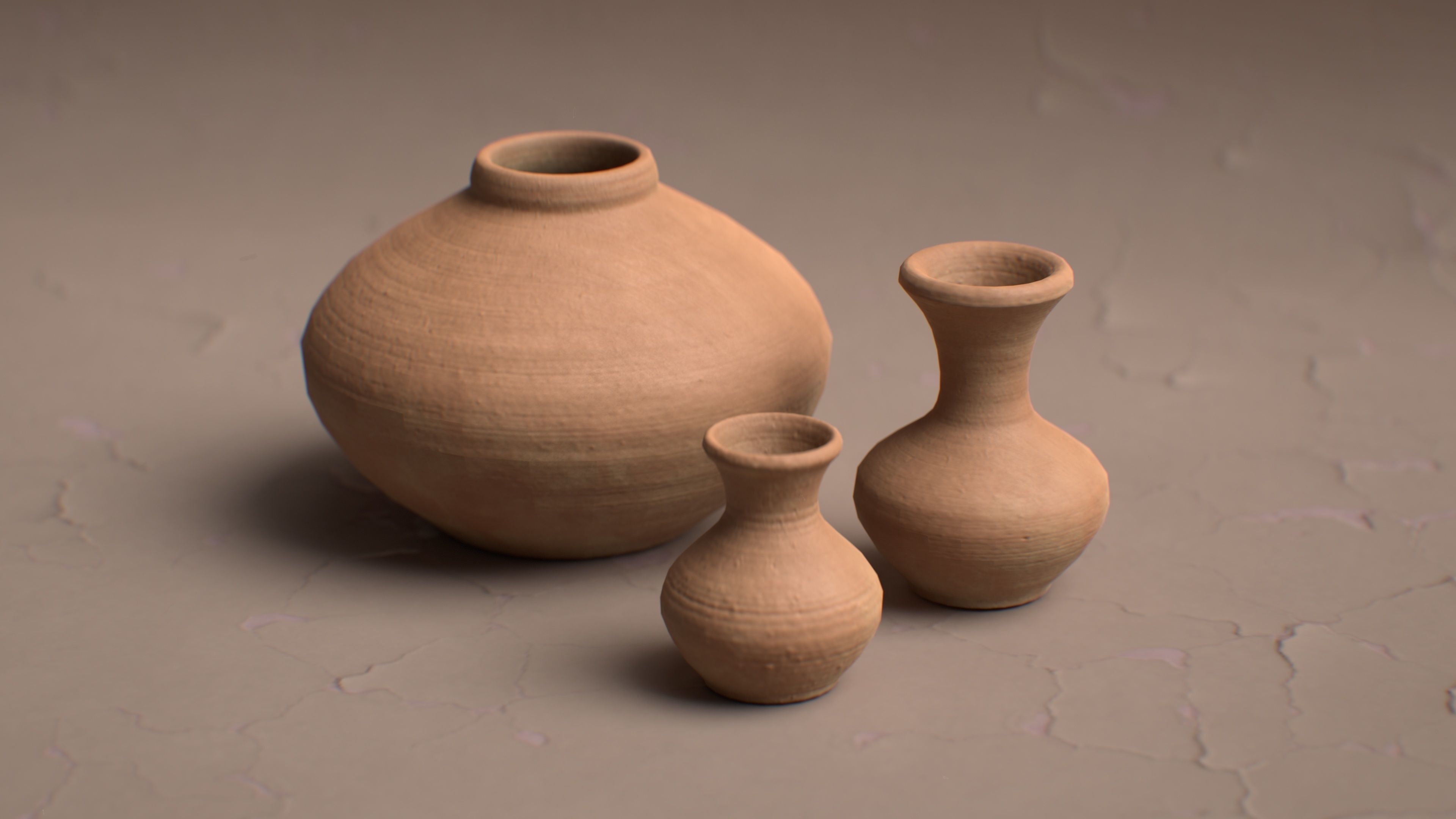 3D model Pots in Clay VR / AR / low-poly | CGTrader