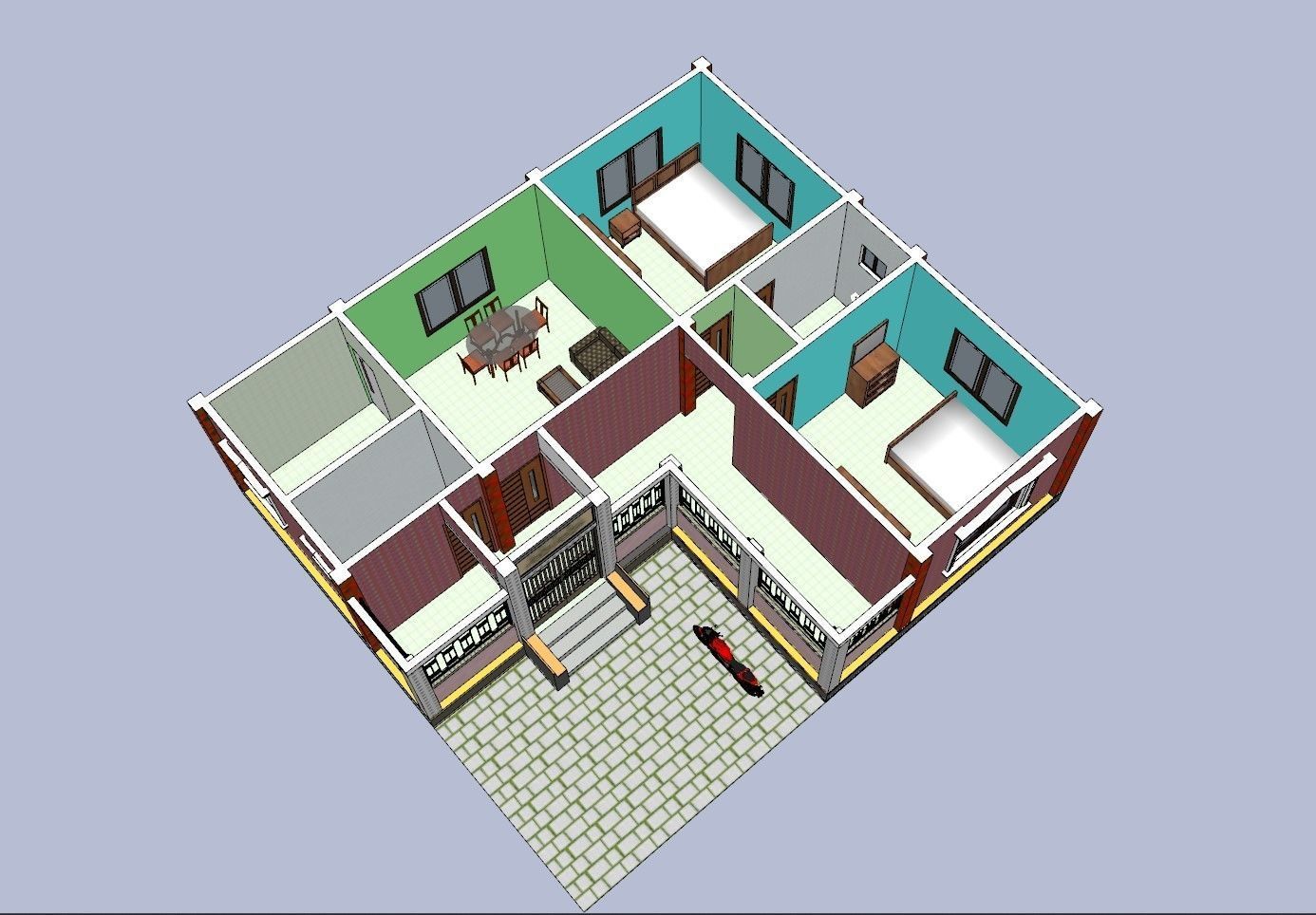 3D model 3 bedroom house design 3bhk house VR / AR / low-poly | CGTrader