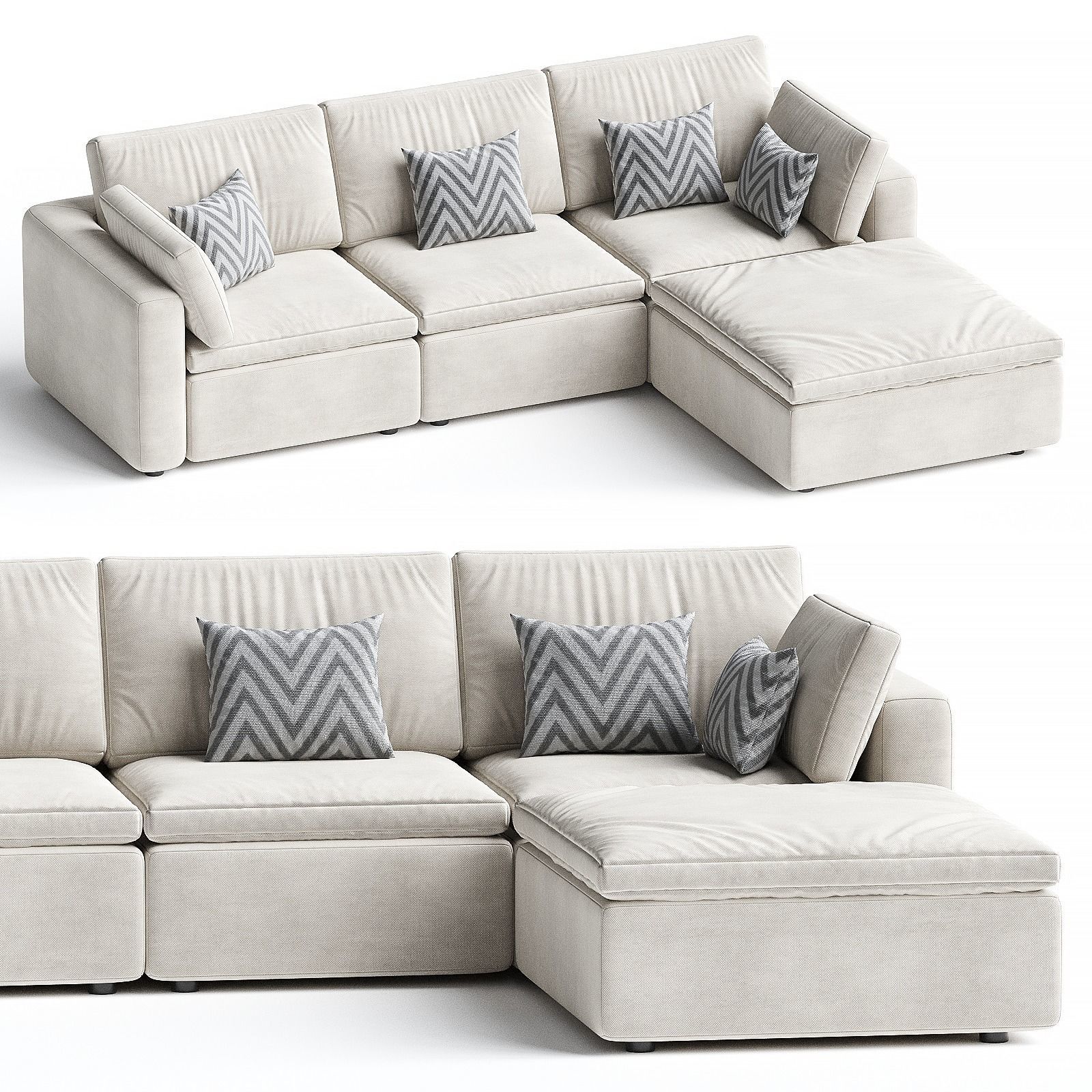 Harmony Modular 4 Piece Ottoman Sectional 3D model | CGTrader