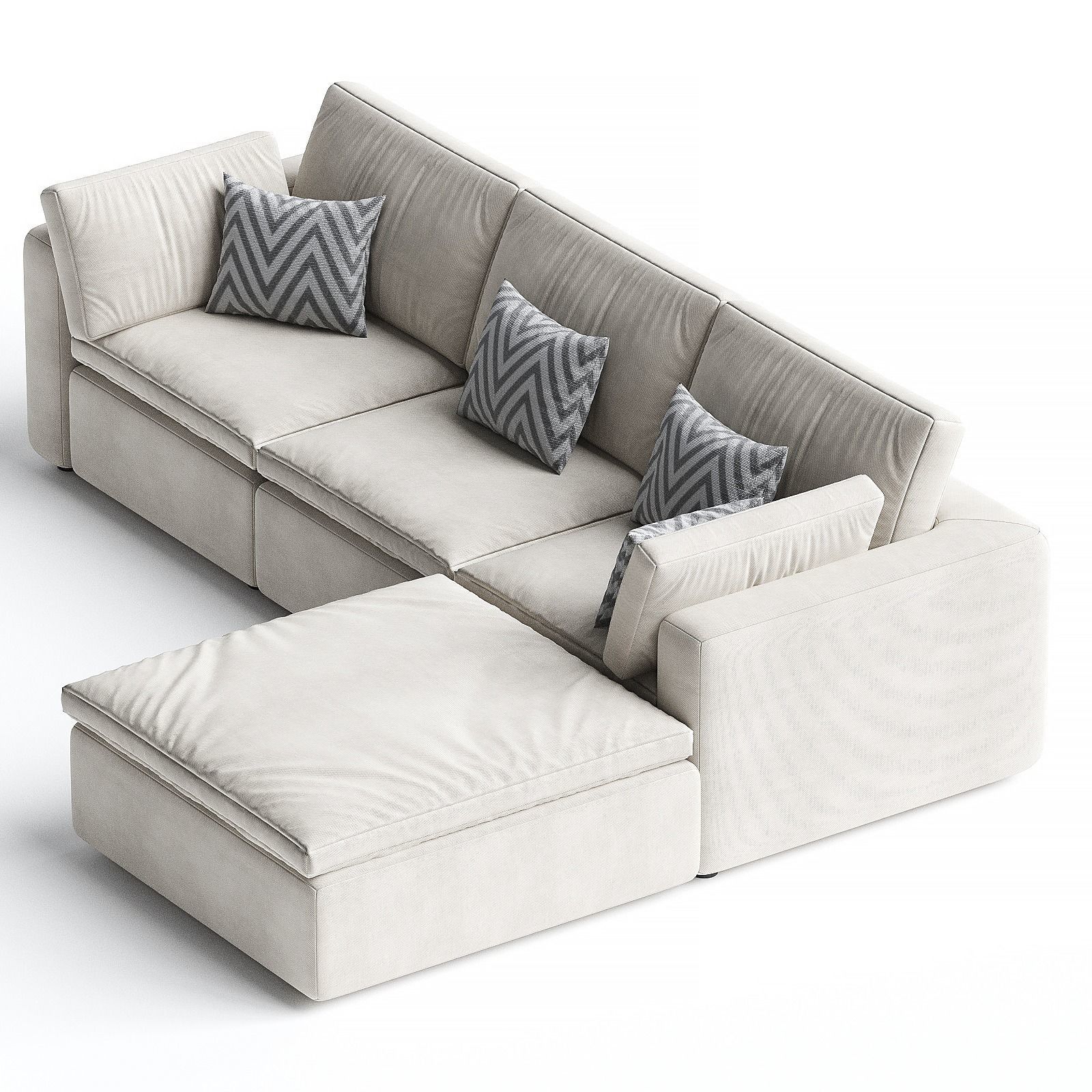 Harmony Modular 4 Piece Ottoman Sectional 3D model | CGTrader