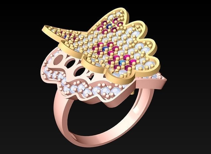 Diamond Ring - Womens Rings - N2254 3D model 3D printable | CGTrader