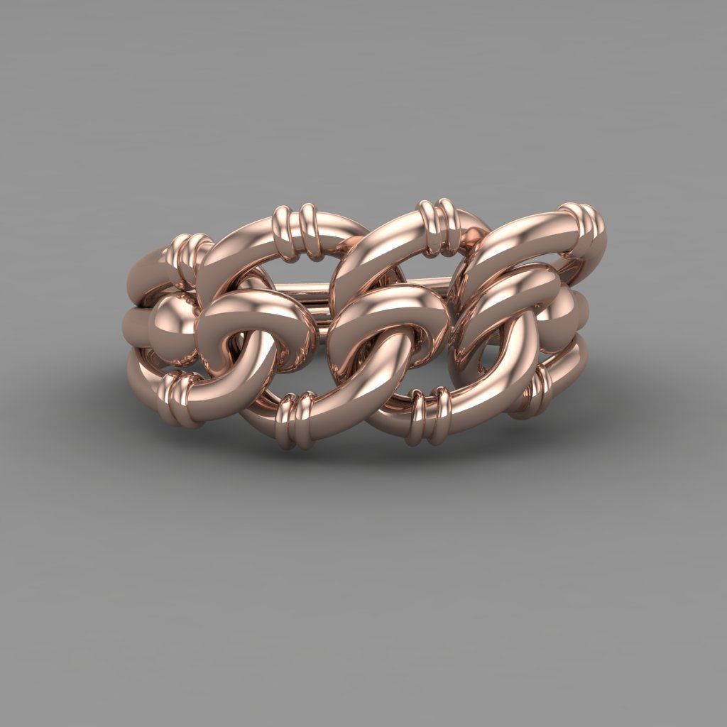 Cubin Rope Rose Gold Women Ring 3D print model 3D model 3D printable ...