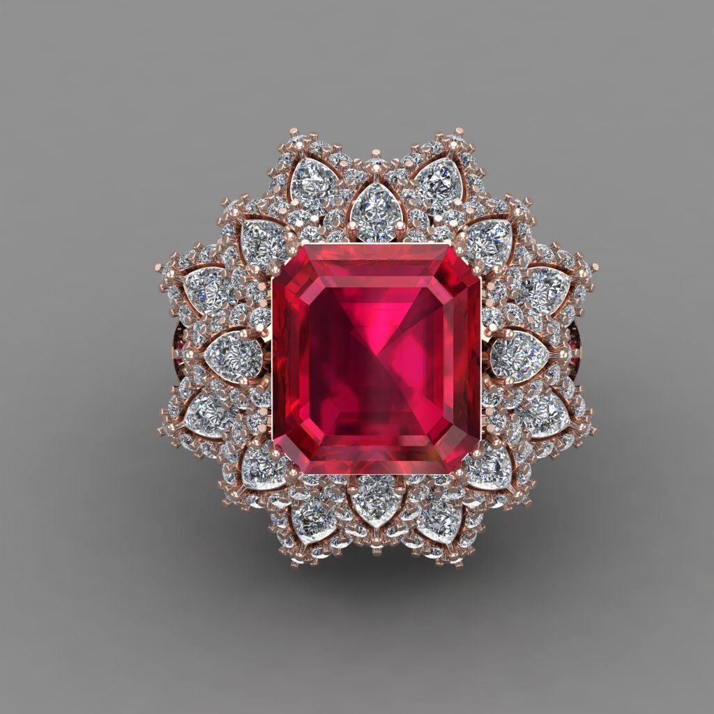 Rose Gold Women Diamond Ring 3D print model 3D model 3D printable ...