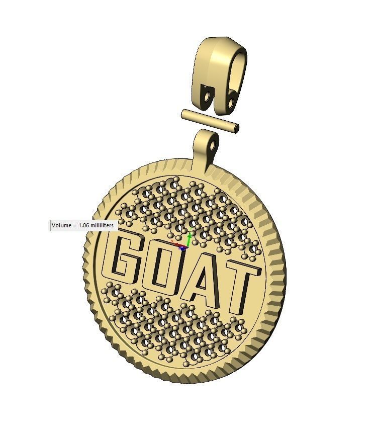 Goat diamond iced fluted bezel pendant with bail 3D model 3D printable ...