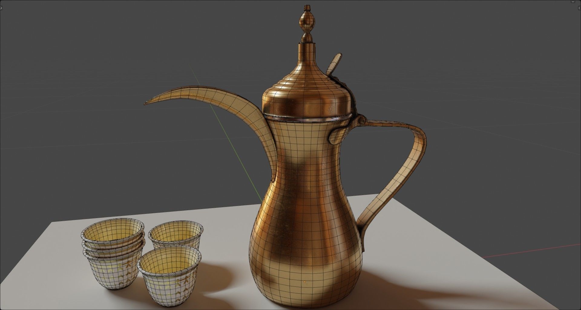3D model Arabic coffee Set Dallah and cups VR / AR / low-poly | CGTrader