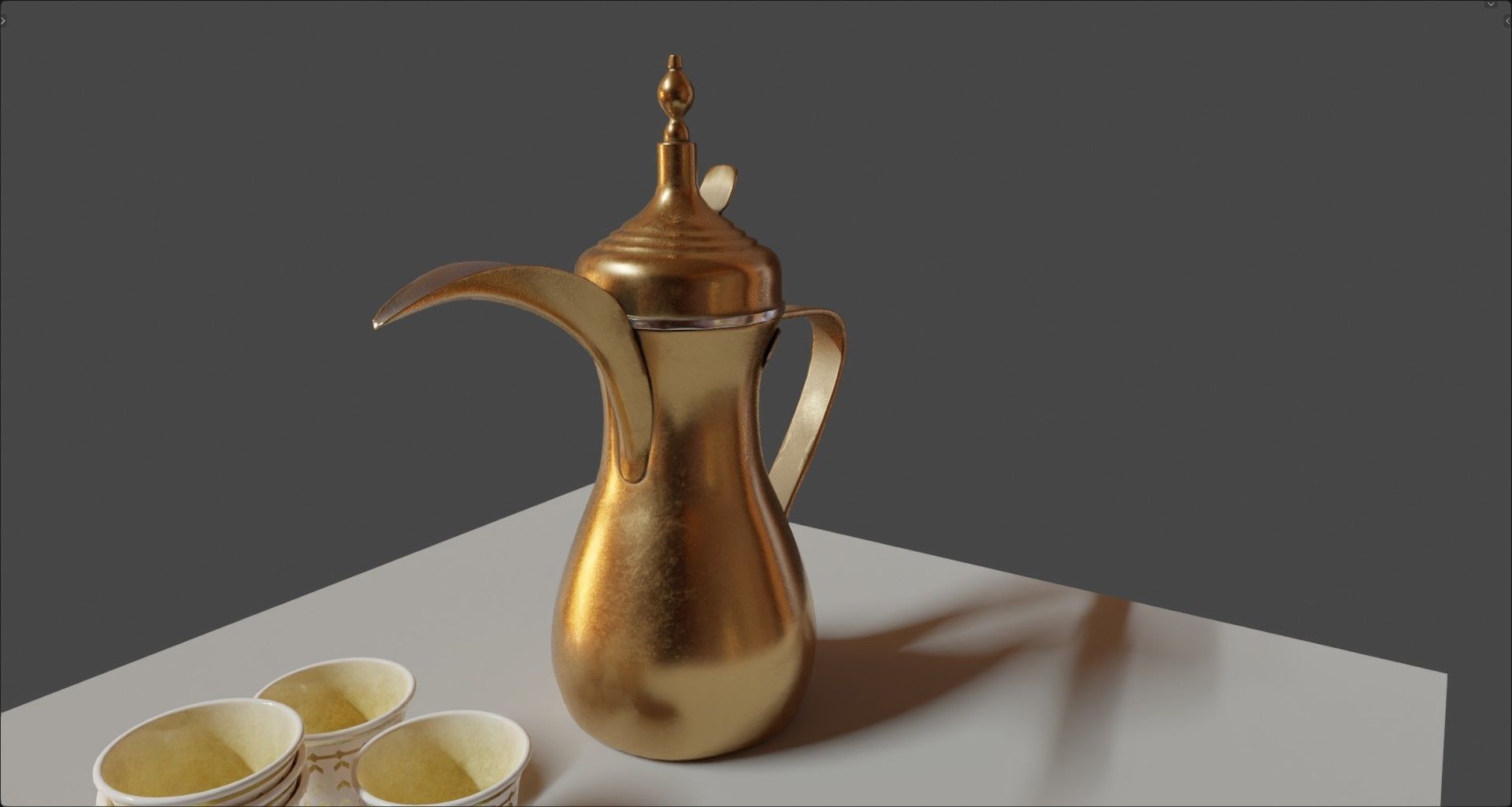 3D model Arabic coffee Set Dallah and cups VR / AR / low-poly | CGTrader