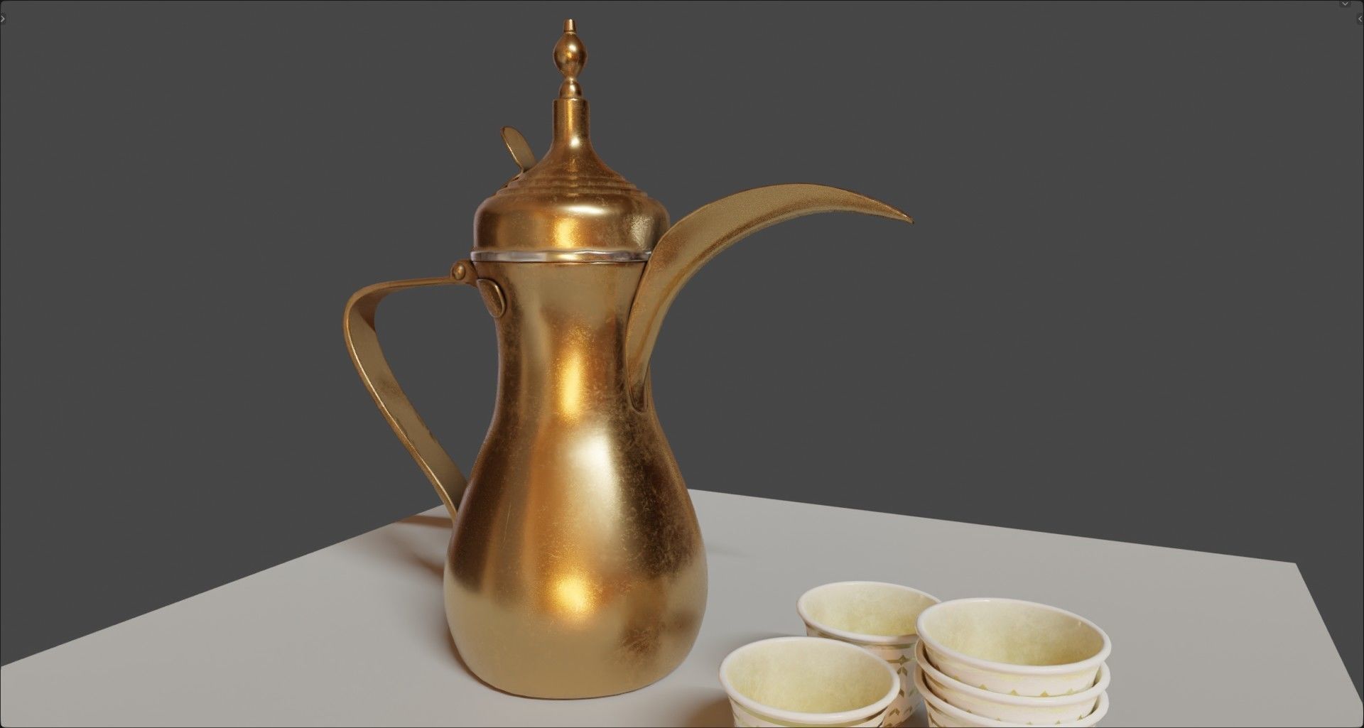 3D model Arabic coffee Set Dallah and cups VR / AR / low-poly | CGTrader