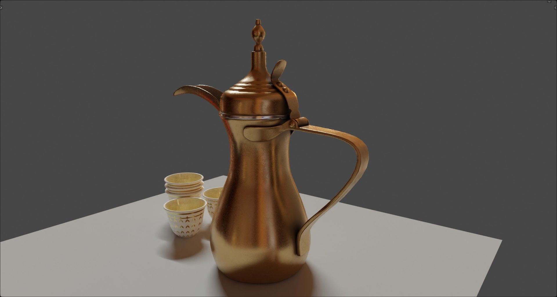3D model Arabic coffee Set Dallah and cups VR / AR / low-poly | CGTrader
