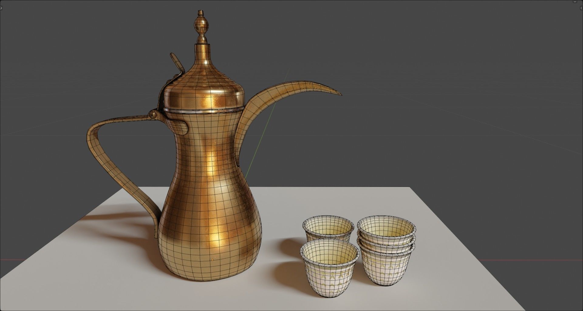 3D model Arabic coffee Set Dallah and cups VR / AR / low-poly | CGTrader