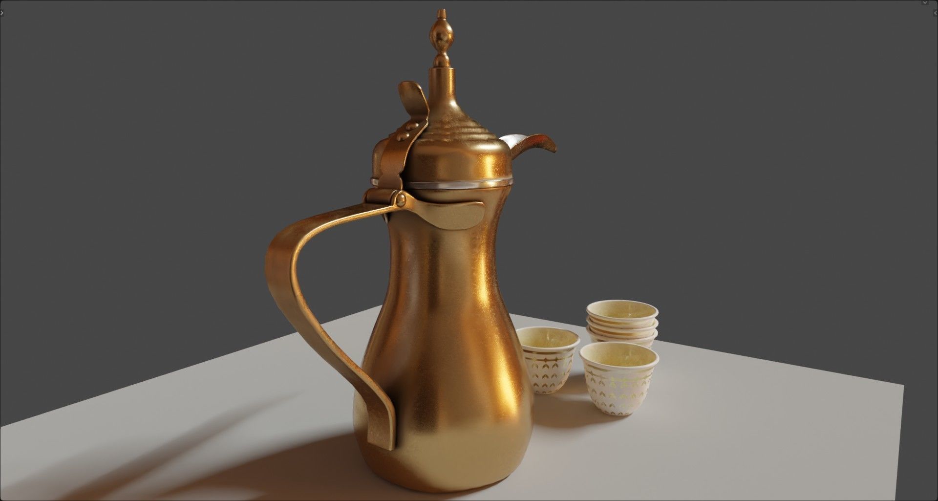 3D model Arabic coffee Set Dallah and cups VR / AR / low-poly | CGTrader