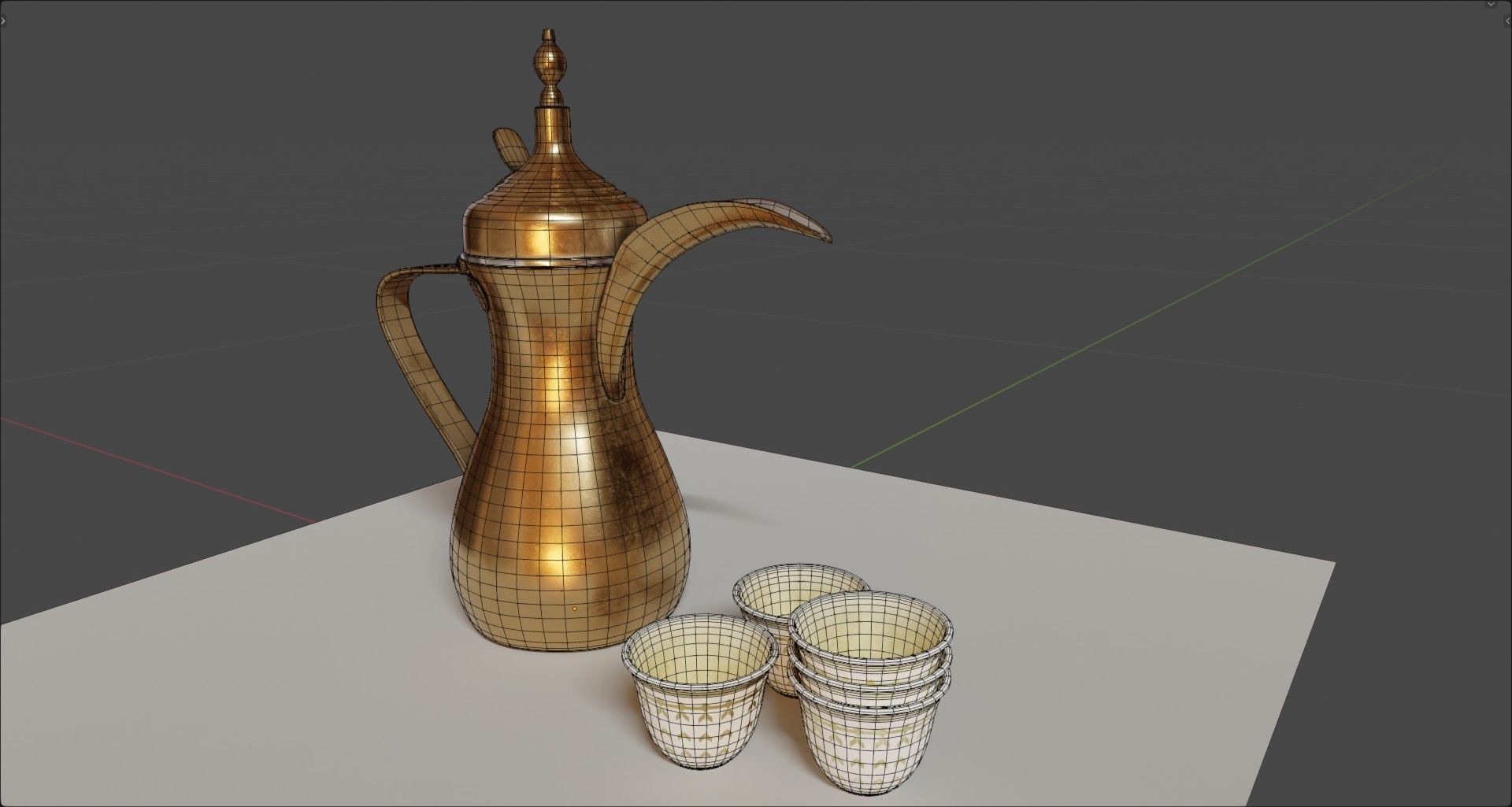 3D model Arabic coffee Set Dallah and cups VR / AR / low-poly | CGTrader