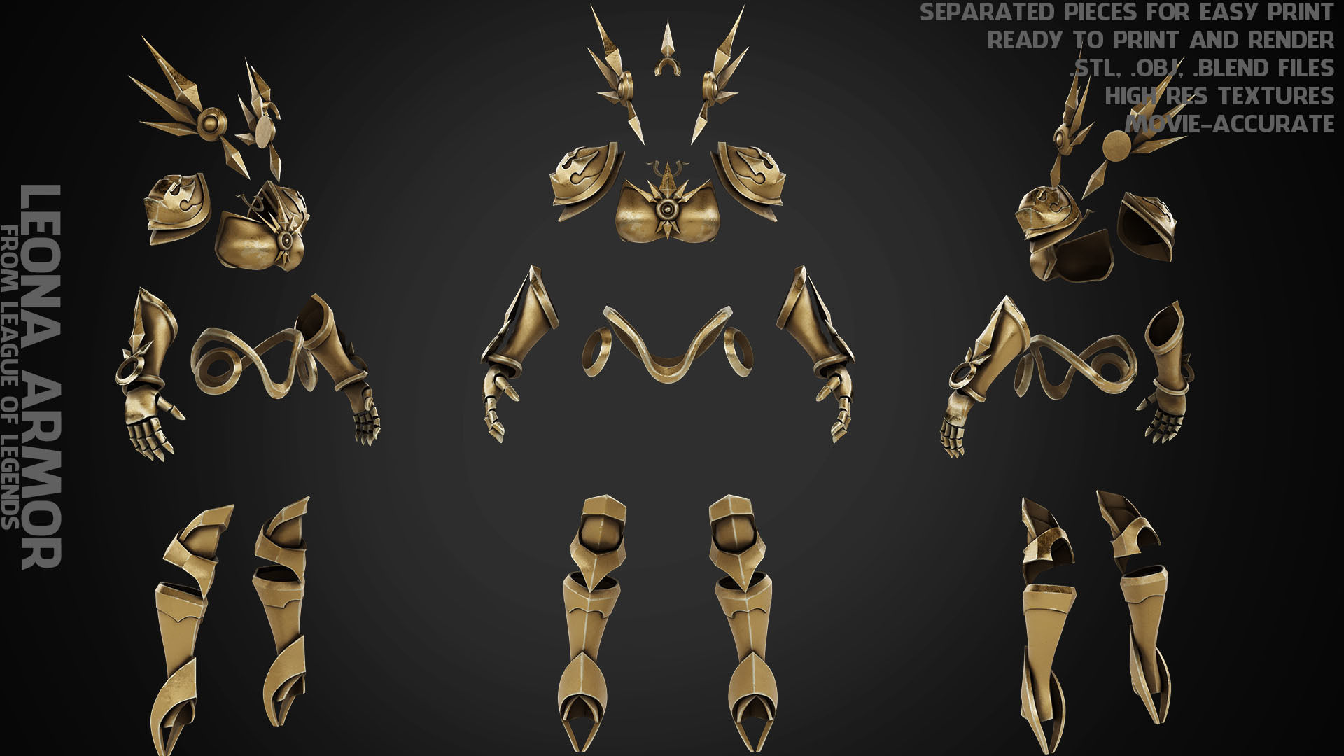 League of Legends Leona Armor for Cosplay 3D model 3D printable | CGTrader