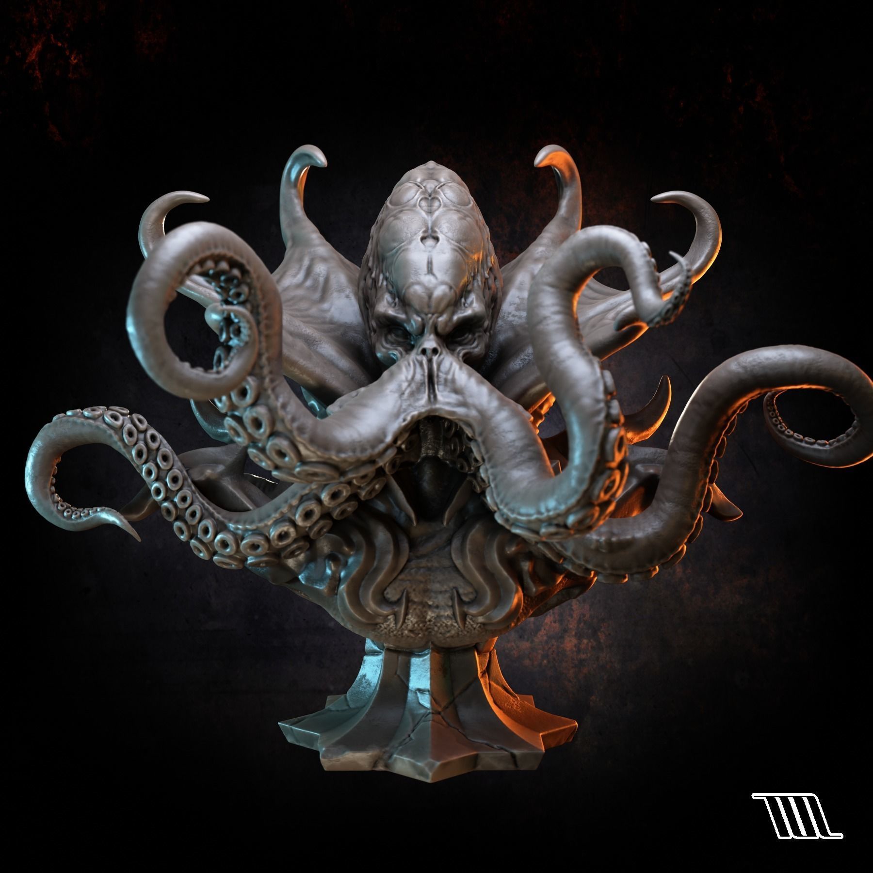 Illithid - Mind Flayer Bust 3D model 3D printable | CGTrader