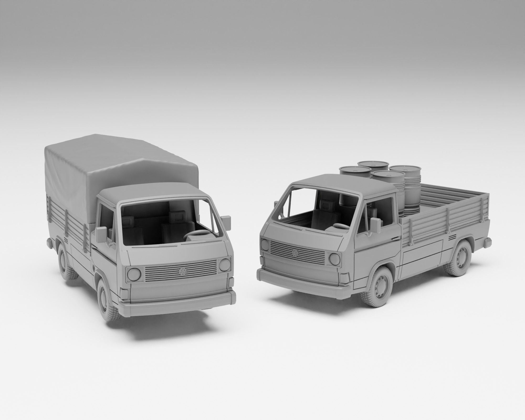 VW T3 Doka- H0 scale van model kit 3D model 3D printable | CGTrader