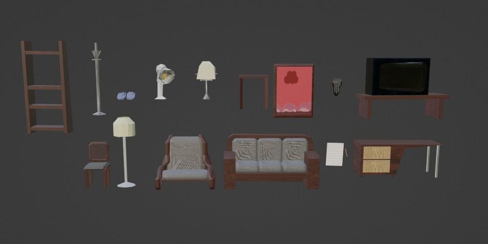 3D model Livingroom Asset Pack VR / AR / low-poly | CGTrader