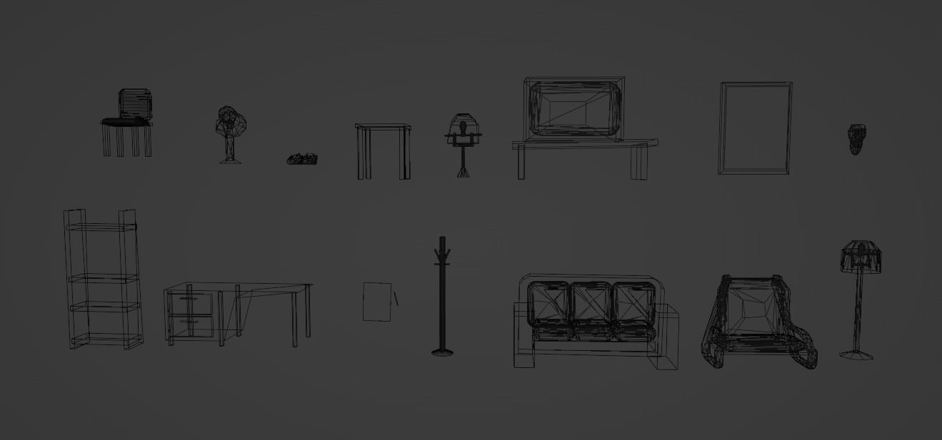 3D model Livingroom Asset Pack VR / AR / low-poly | CGTrader