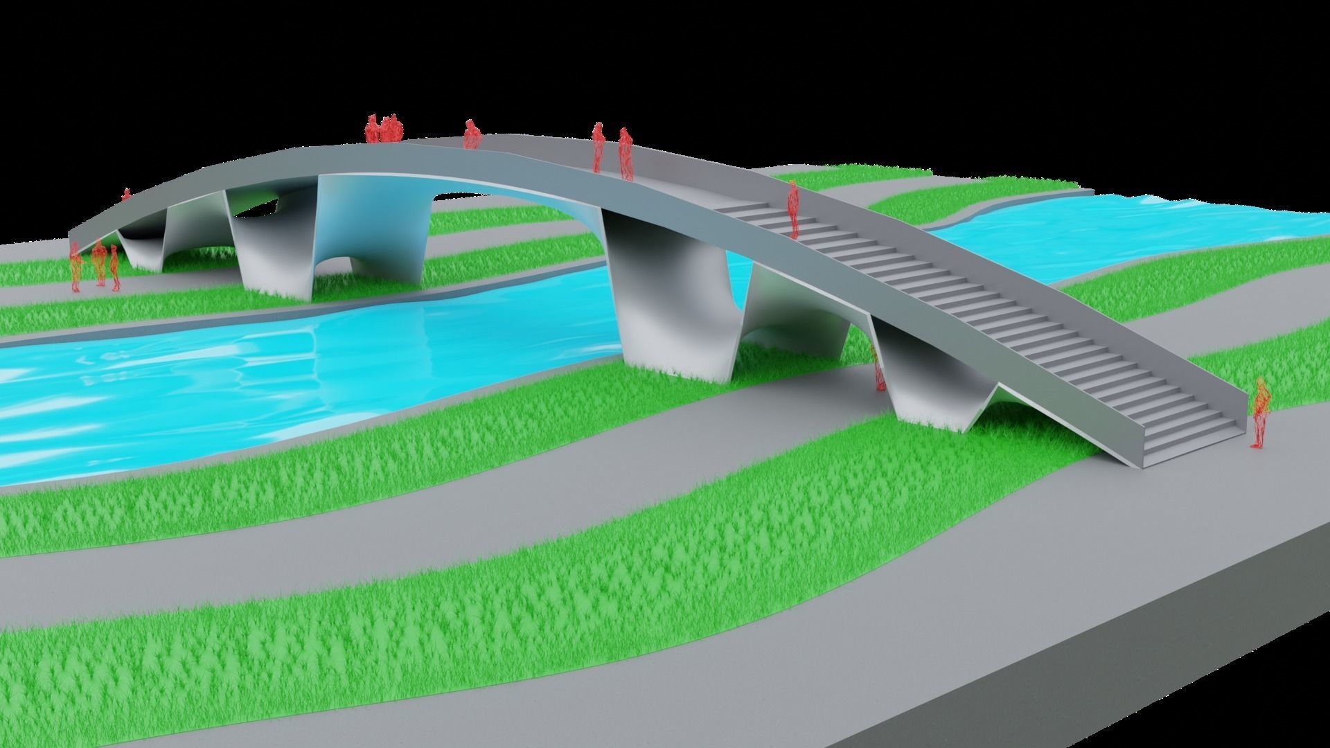 Organic Mesh Pedestrians Bridge 3D model | CGTrader